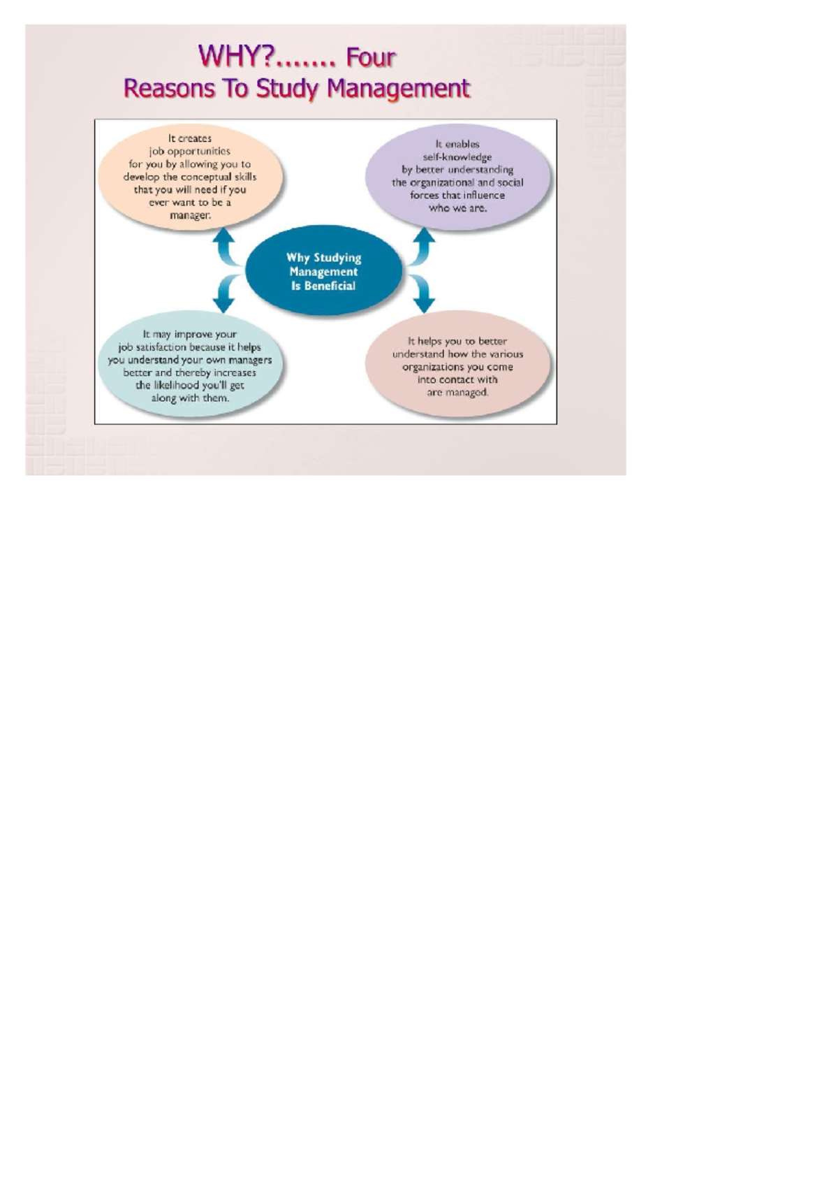 Doc1 - why study ,management - WHY? Four Reasons To Study Management It ...