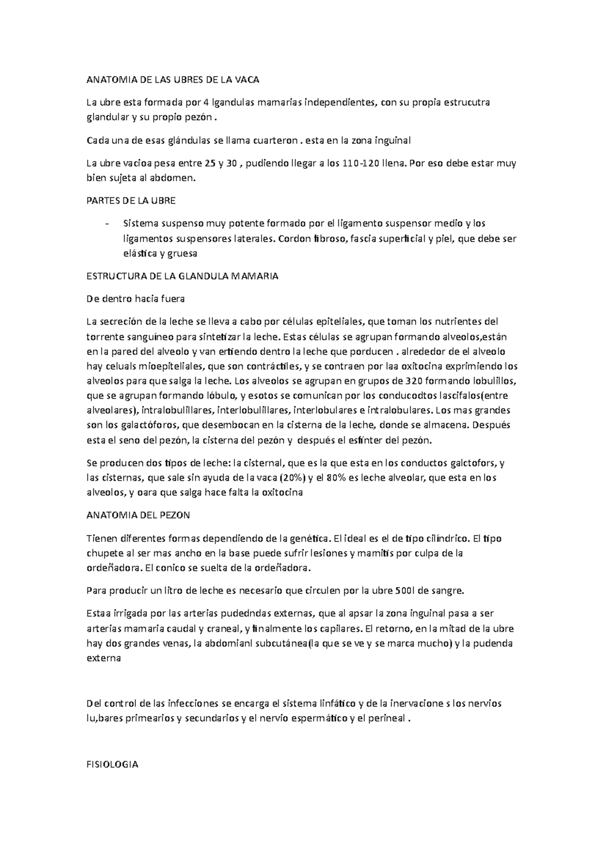 Ubres - Apuntes 3 - ANATOMIA DE LAS UBRES DE LA VACA La ubre esta ...