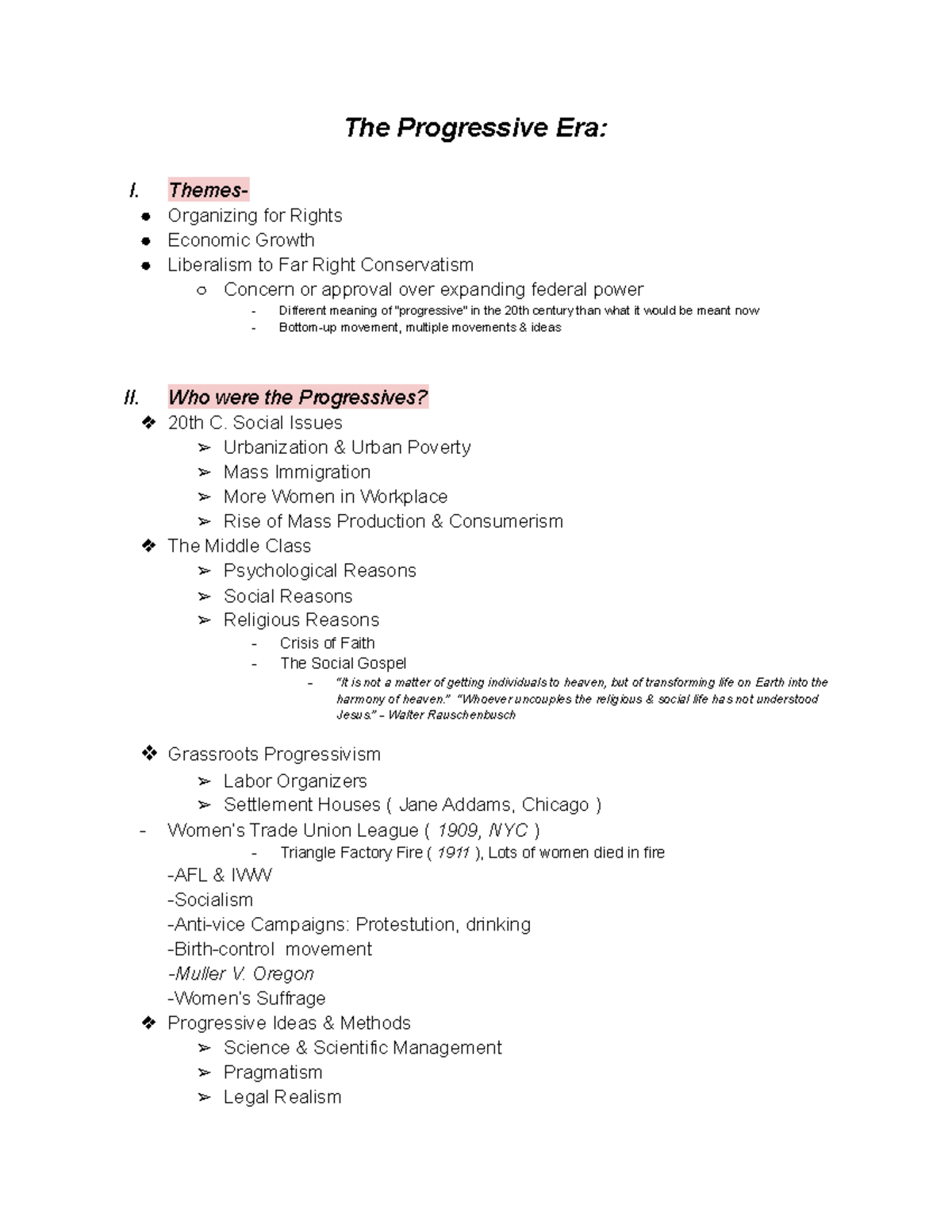 The Progressive Era - Summary - The Progressive Era: I. Themes ...