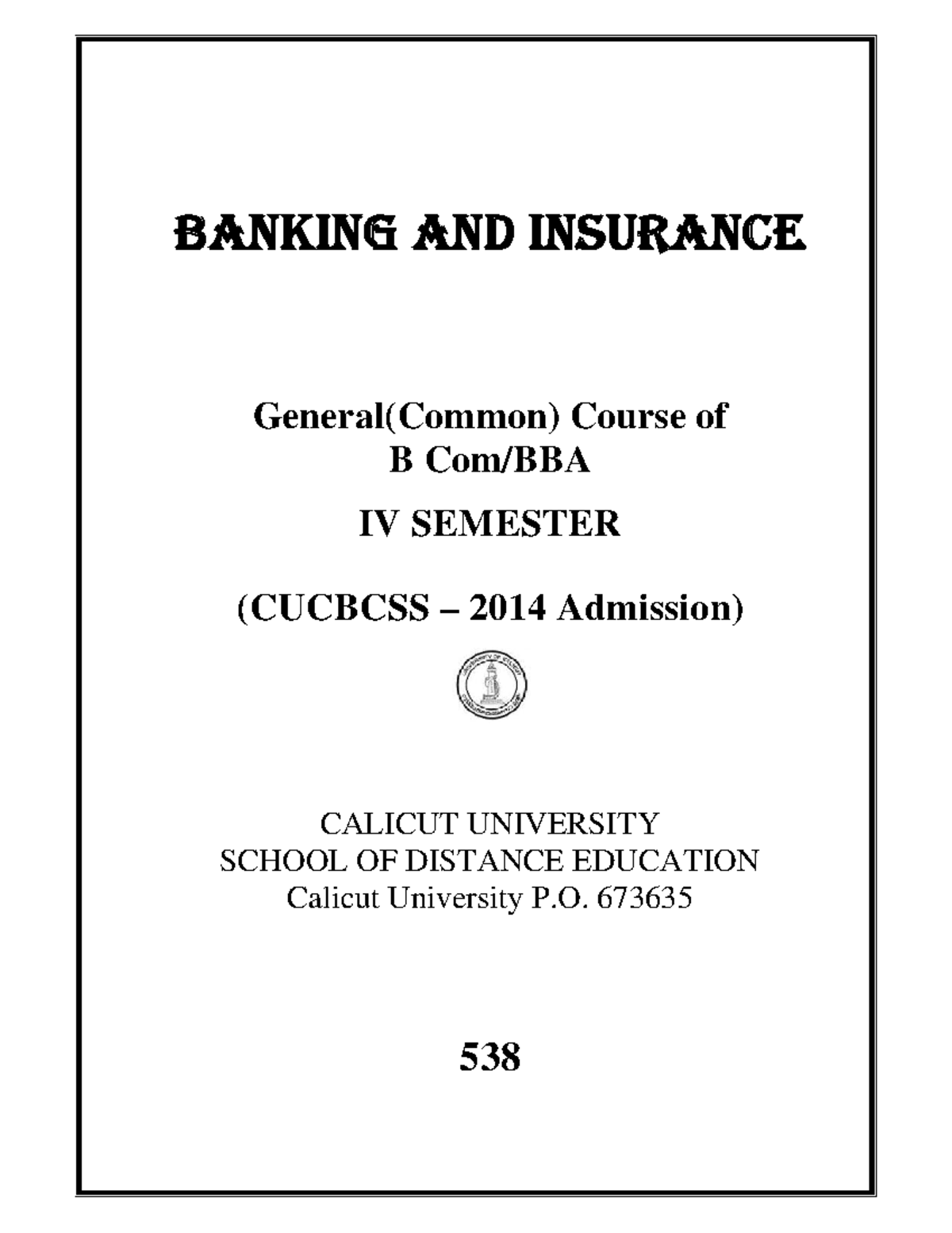 Banking And Insurance Study material - BANKING AND INSURANCE General ...