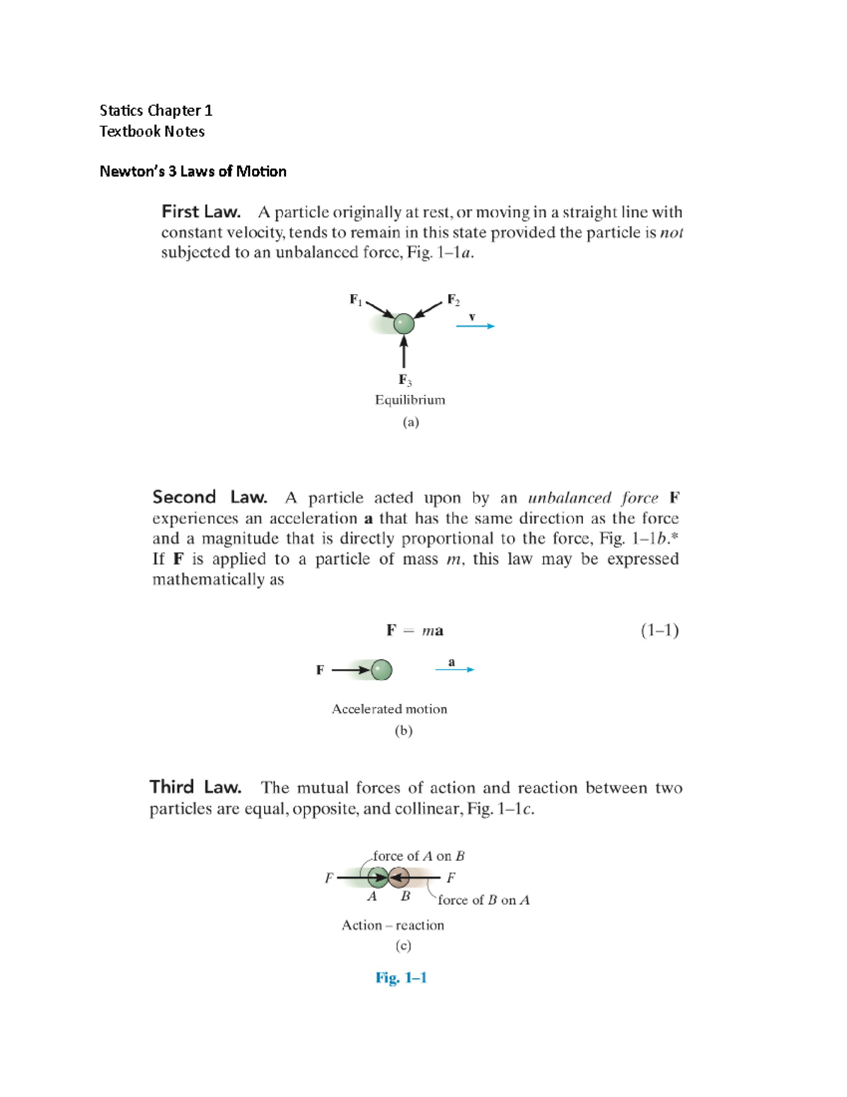 Statics Chapter 1 Textbook Notes - CIVL 1120 - Statics Chapter 1 ...