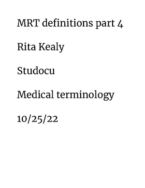 MRT D2 - Rita kealy medical terminolgy - Medical terminology ...