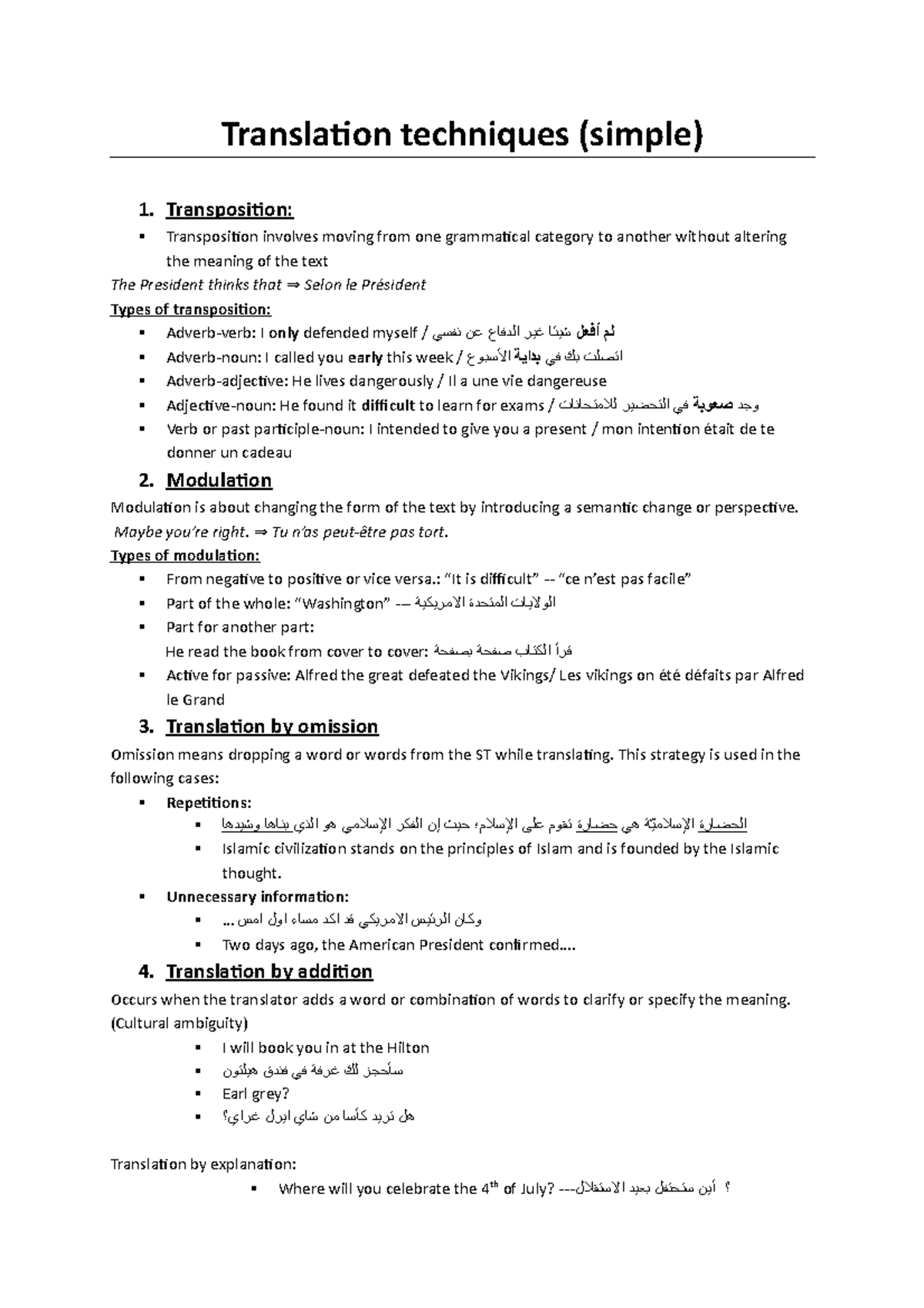 Translation techniques simple - Transposition: Transposition involves ...
