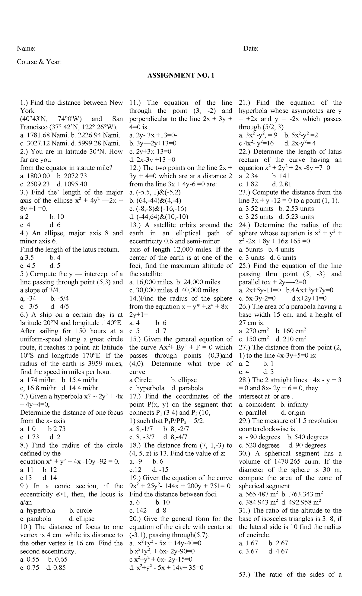 Encoded Assignment 1 - practice material - Name: Date: Course & Year ...