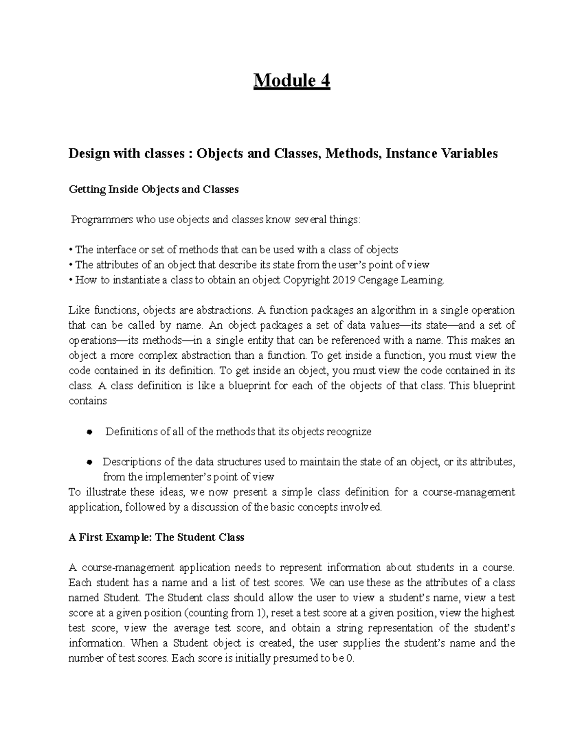 Python Notes FULL - Module 4 Design with classes : Objects and Classes ...