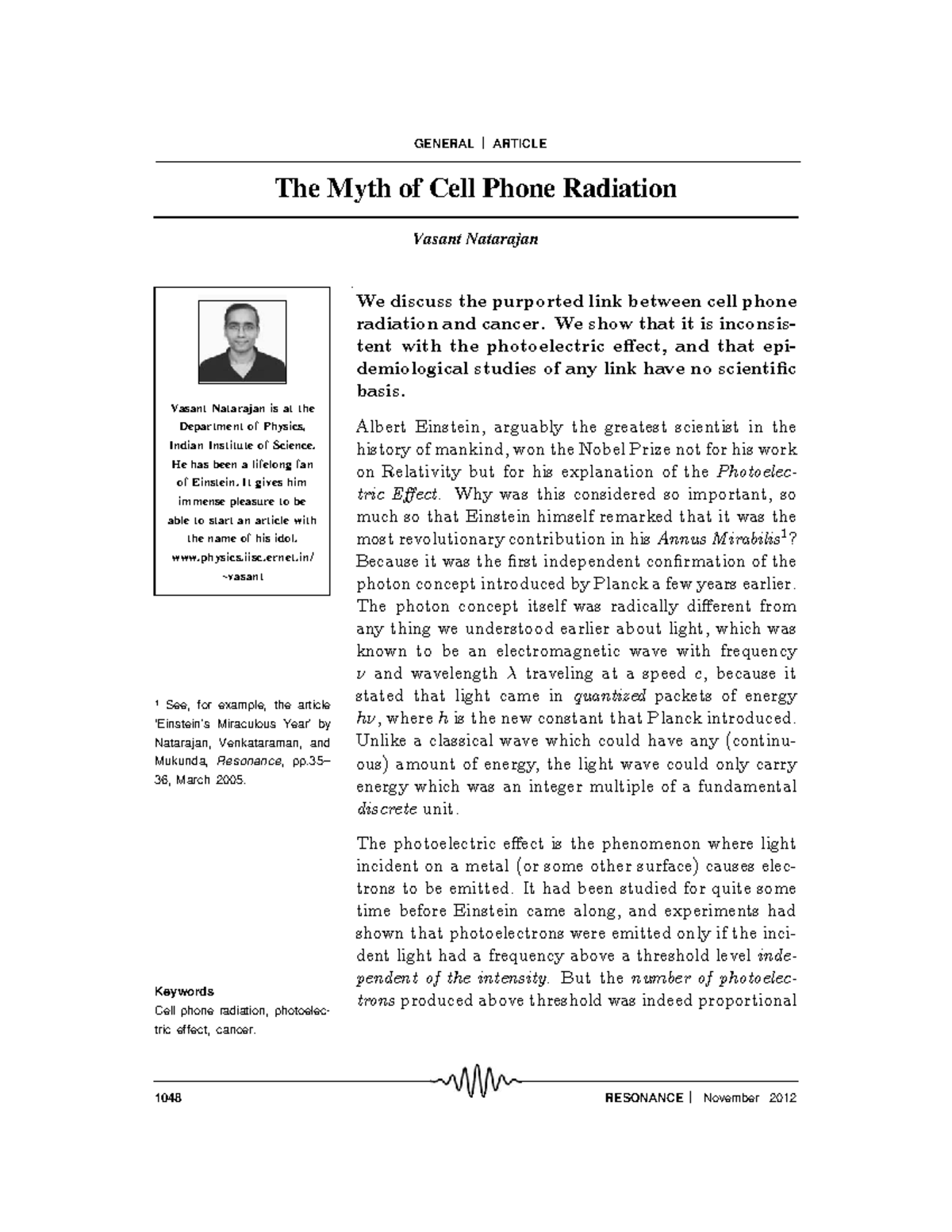Cell Phone Radiation Myth (Photo Elecric Effect) - 1048 RESONANCE ...