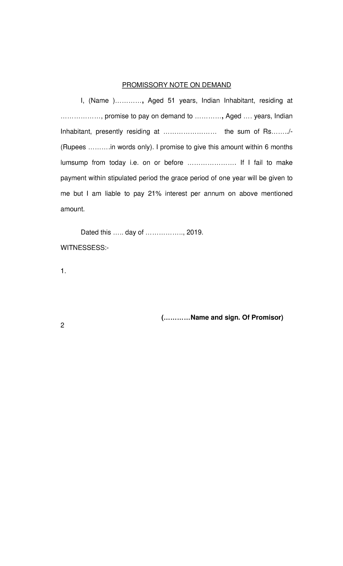 Promissory NOTE-english - PROMISSORY NOTE ON DEMAND I, (Name ...