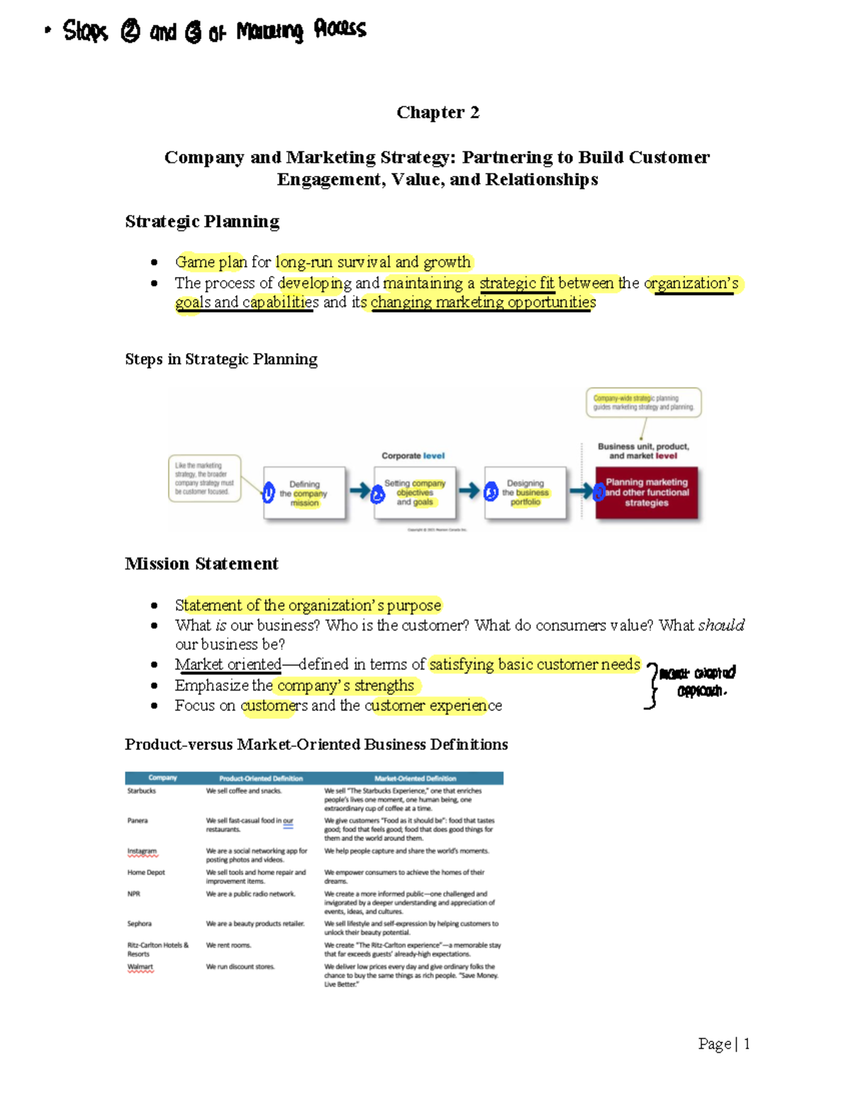 Chapter 2 - Company and Marketing Strategy: Partnering to Build ...
