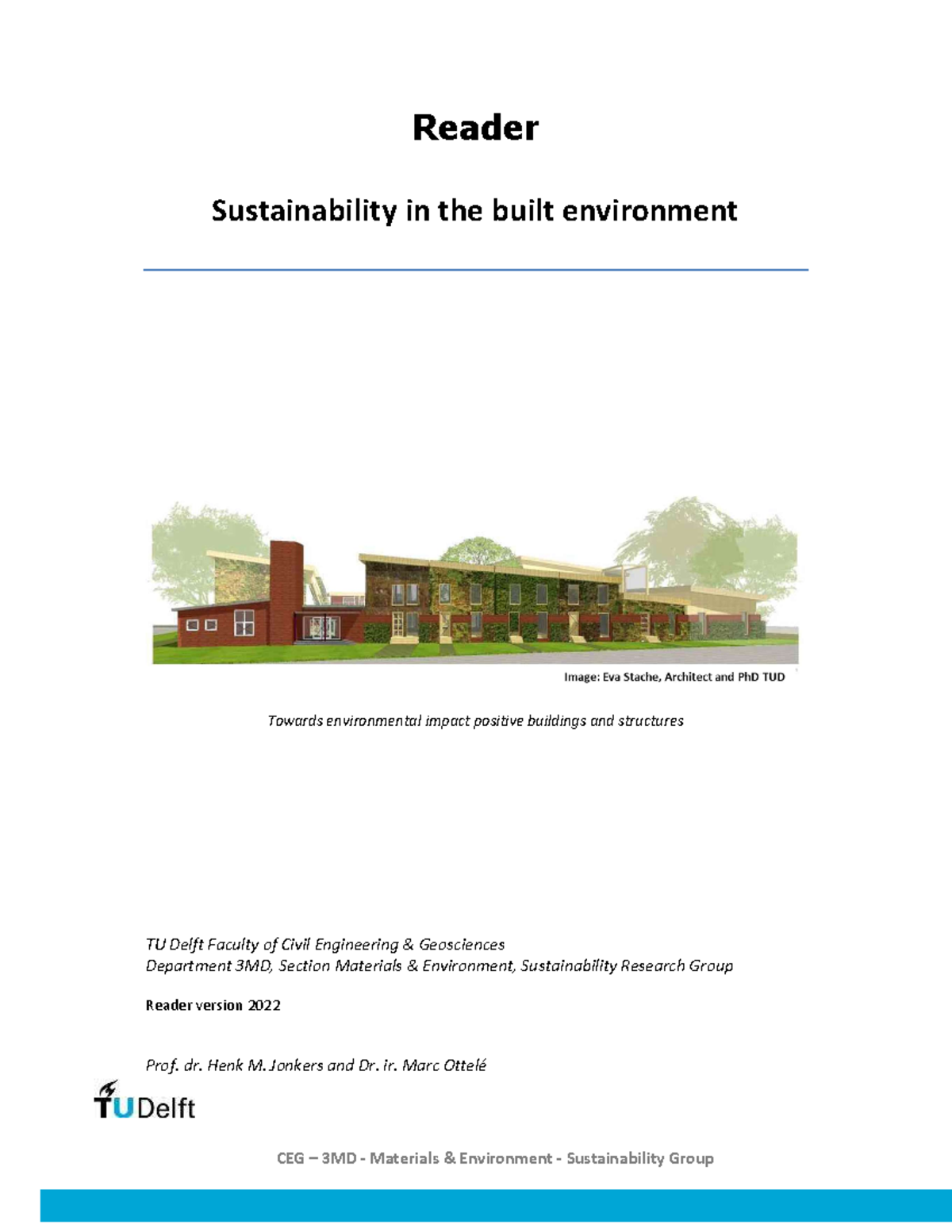 Reader - Sustainability in the Built Environment 2022 - 1 Reader ...