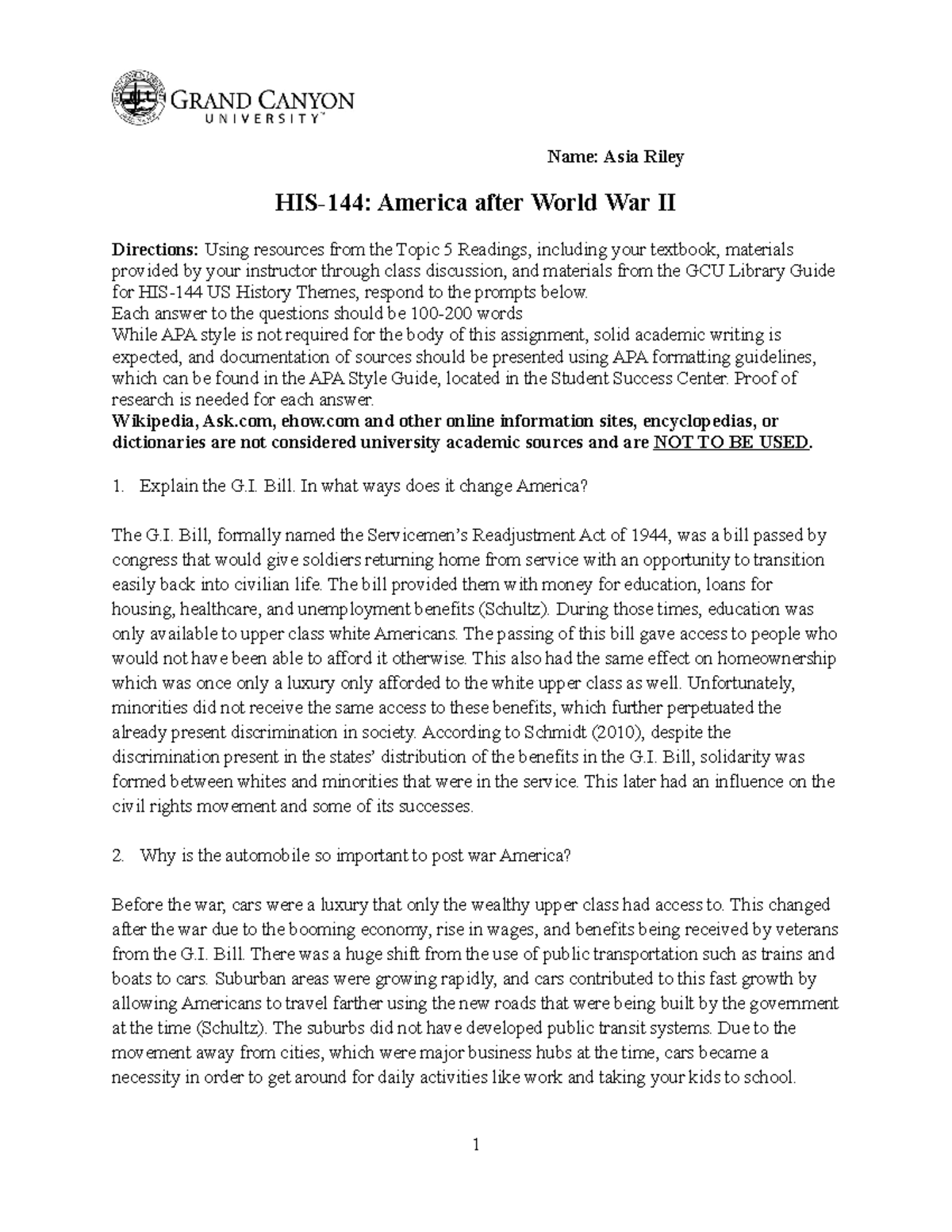 Asia Riley HIS-144-RS-America after WWII Worksheet - Name: Asia Riley ...