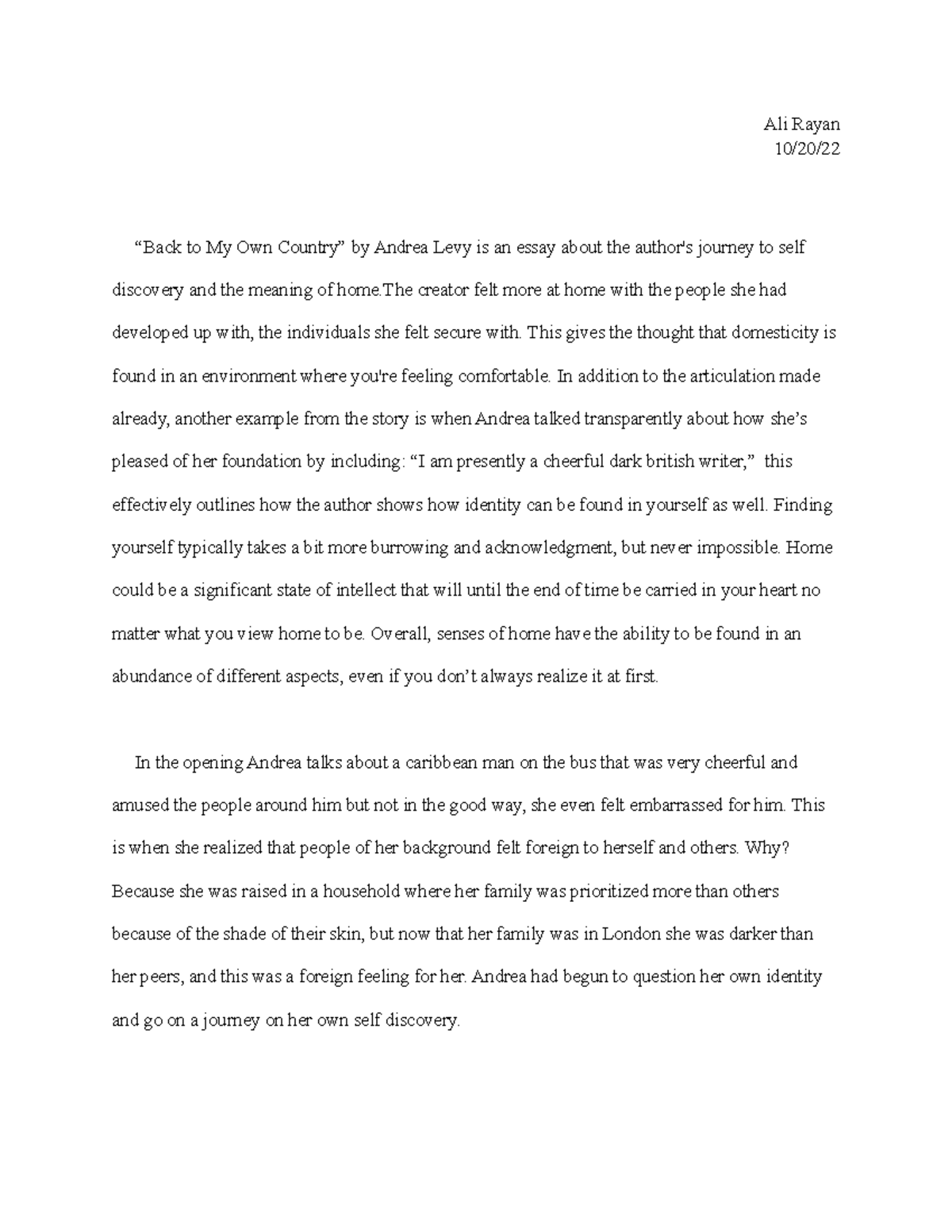 Back To My Own Country Ali Rayan - Ali Rayan 10/20/ “Back to My Own ...