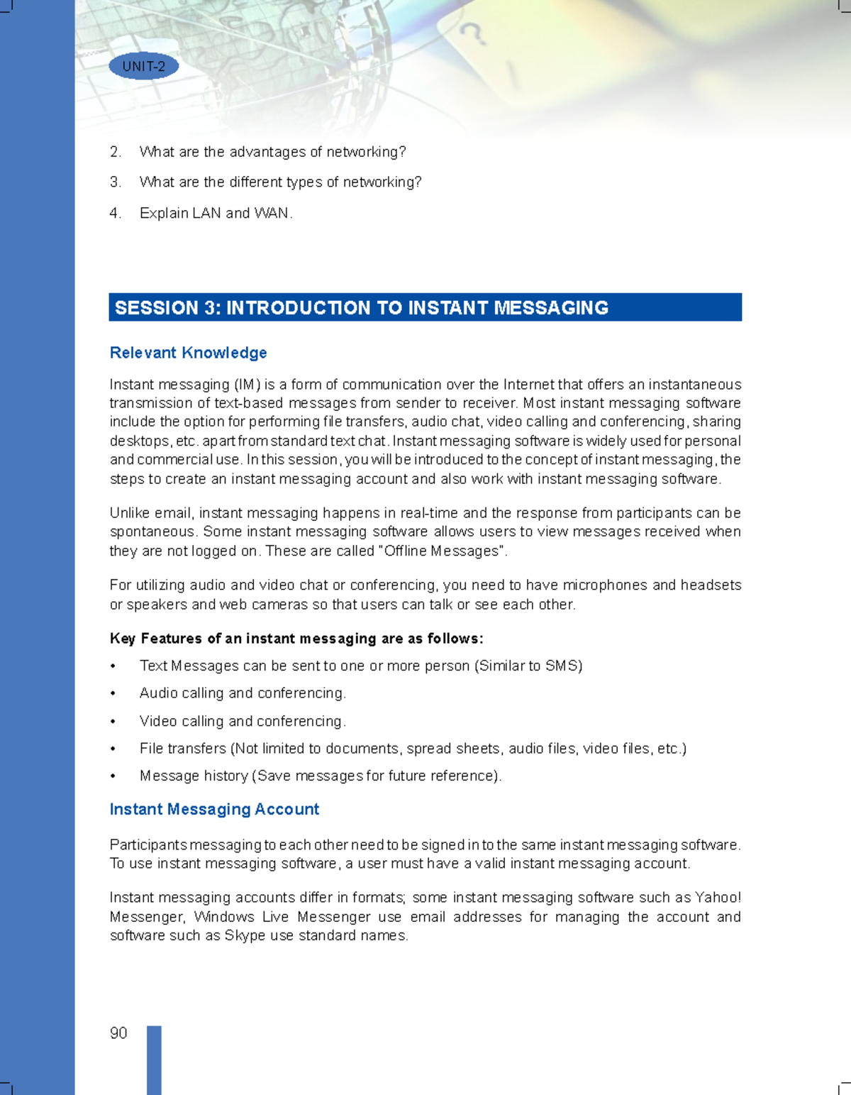 Introduction OF Instant Messaging - 90 What are the advantages of ...