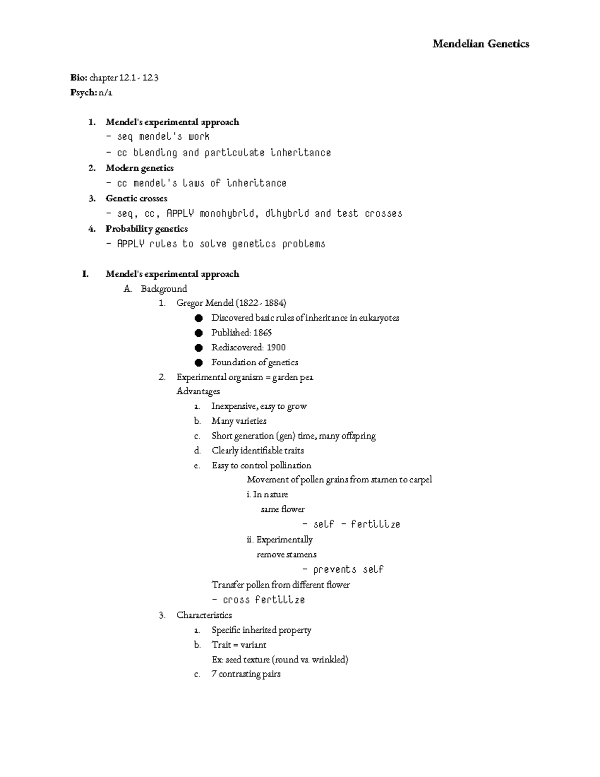 02 26 - Mendalin Genetics Notes - Bio: chapter 12 - 12. Psych: n/a 1 ...
