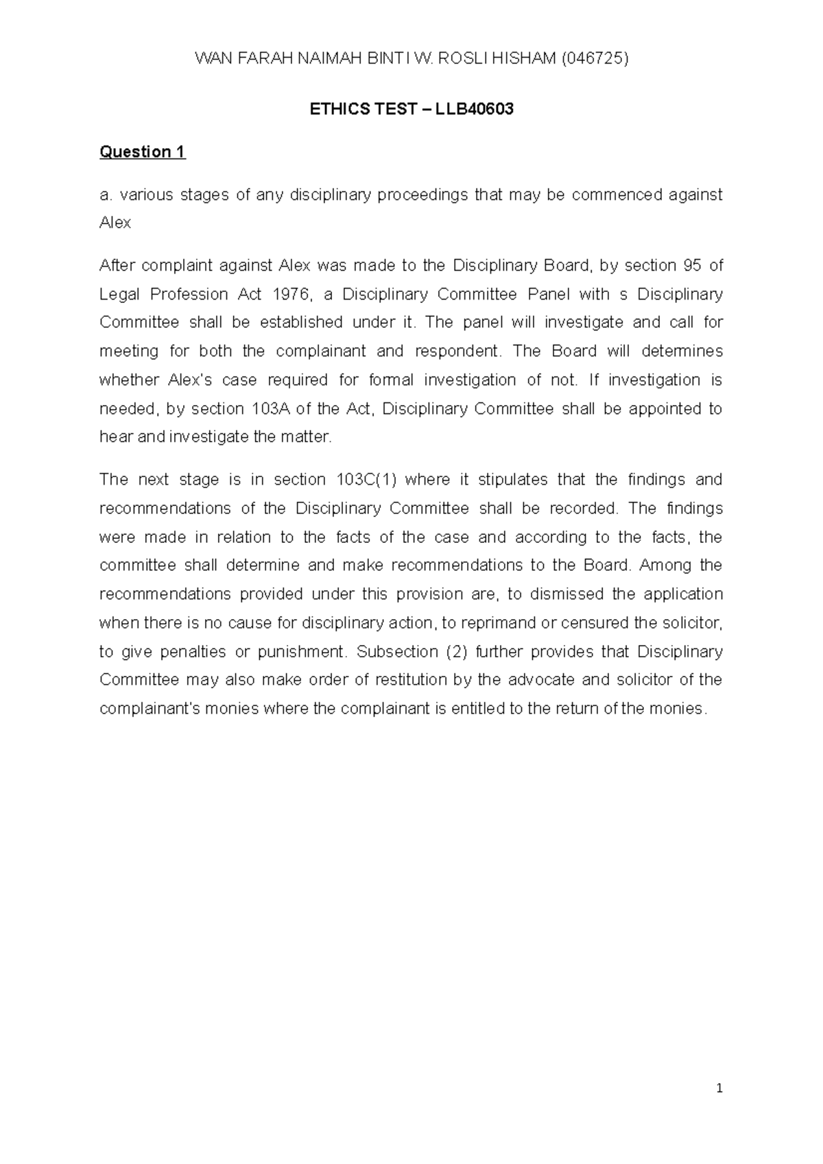 Test on Disciplinary Proceedings & Duties of Counsel - ETHICS TEST ...