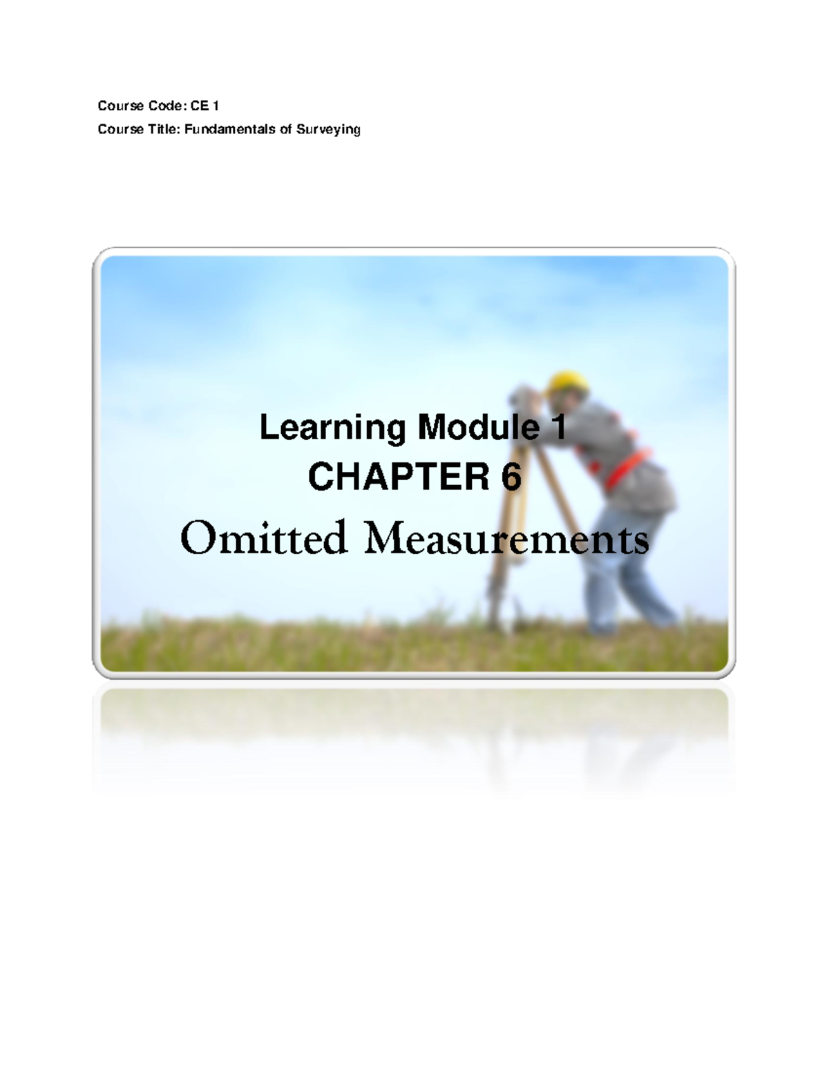 Chapter 6 Missing Lines - Course Code: CE 1 Course Title: Fundamentals ...