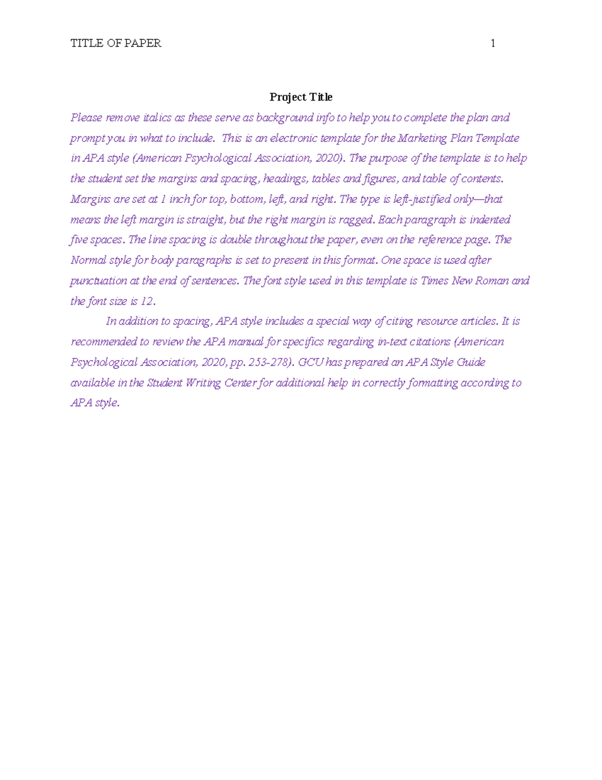 Official Marketing-Plan-Analysis-Formatted File - Project Title Please ...