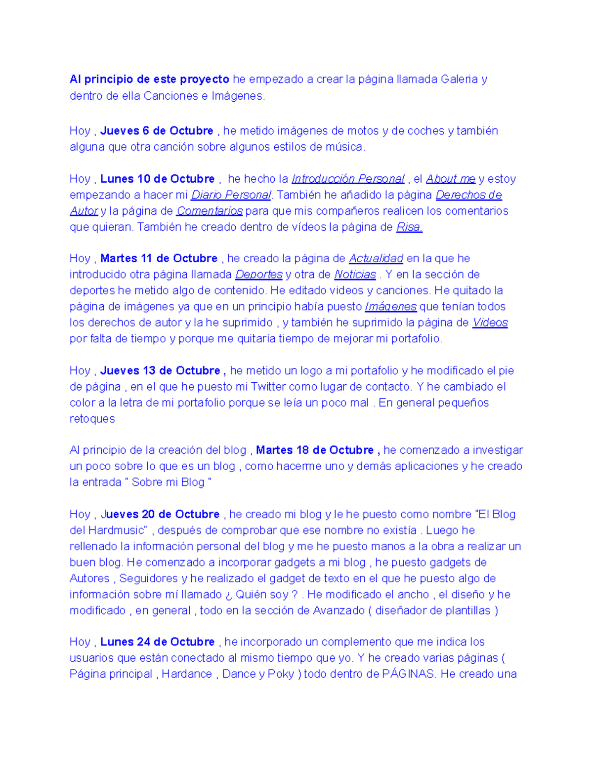 Diario Personal - knl - Al principio de este proyecto he empezado a ...