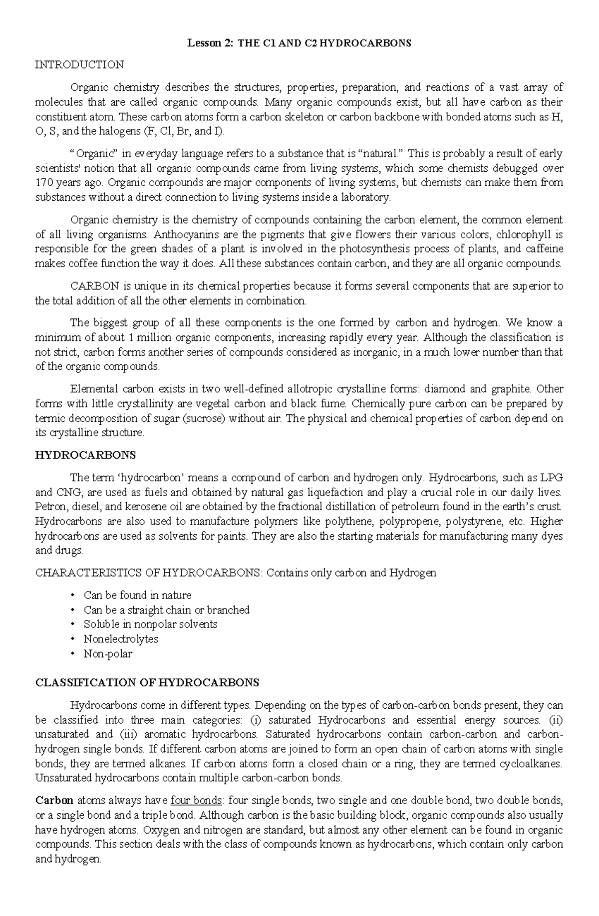 Lesson 2 - vbuu - Lesson 2: THE C1 AND C2 HYDROCARBONS INTRODUCTION ...
