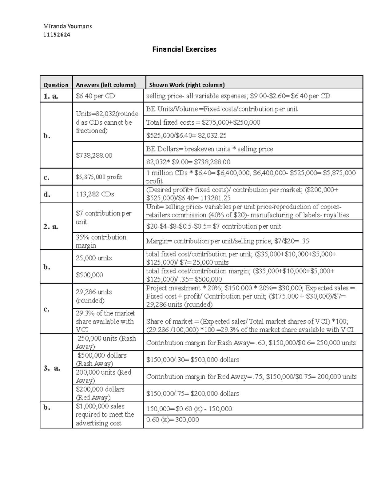 Financial Excercises 10.30 ( Formatted) - 11192624 Financial Exercises ...