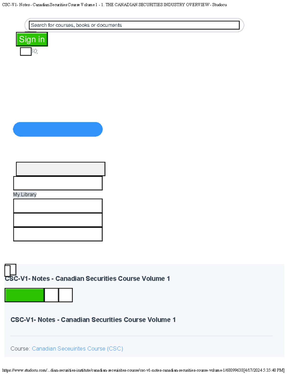 CSC-V1- Notes - Canadian Securities Course Volume 1 - 1 THE Canadian ...
