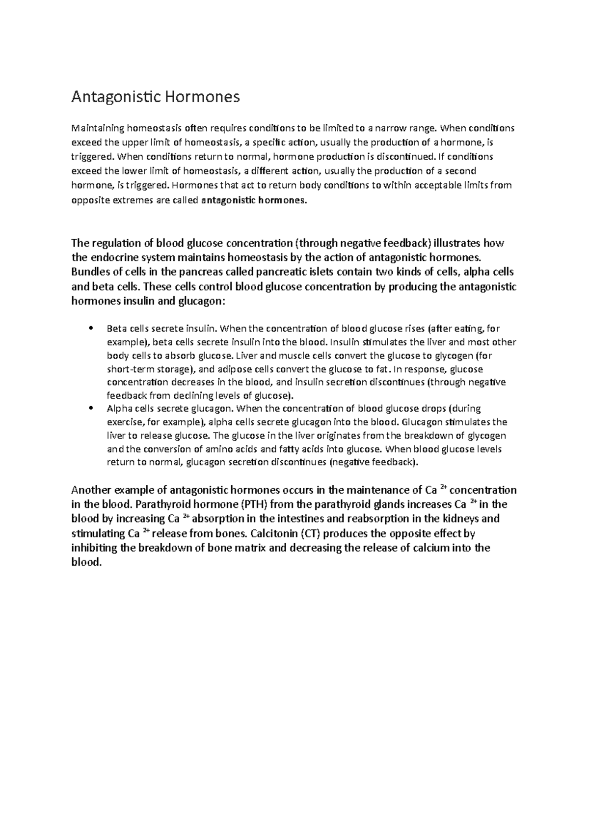 Antagonistic hormones - Antagonistic Hormones Maintaining homeostasis ...