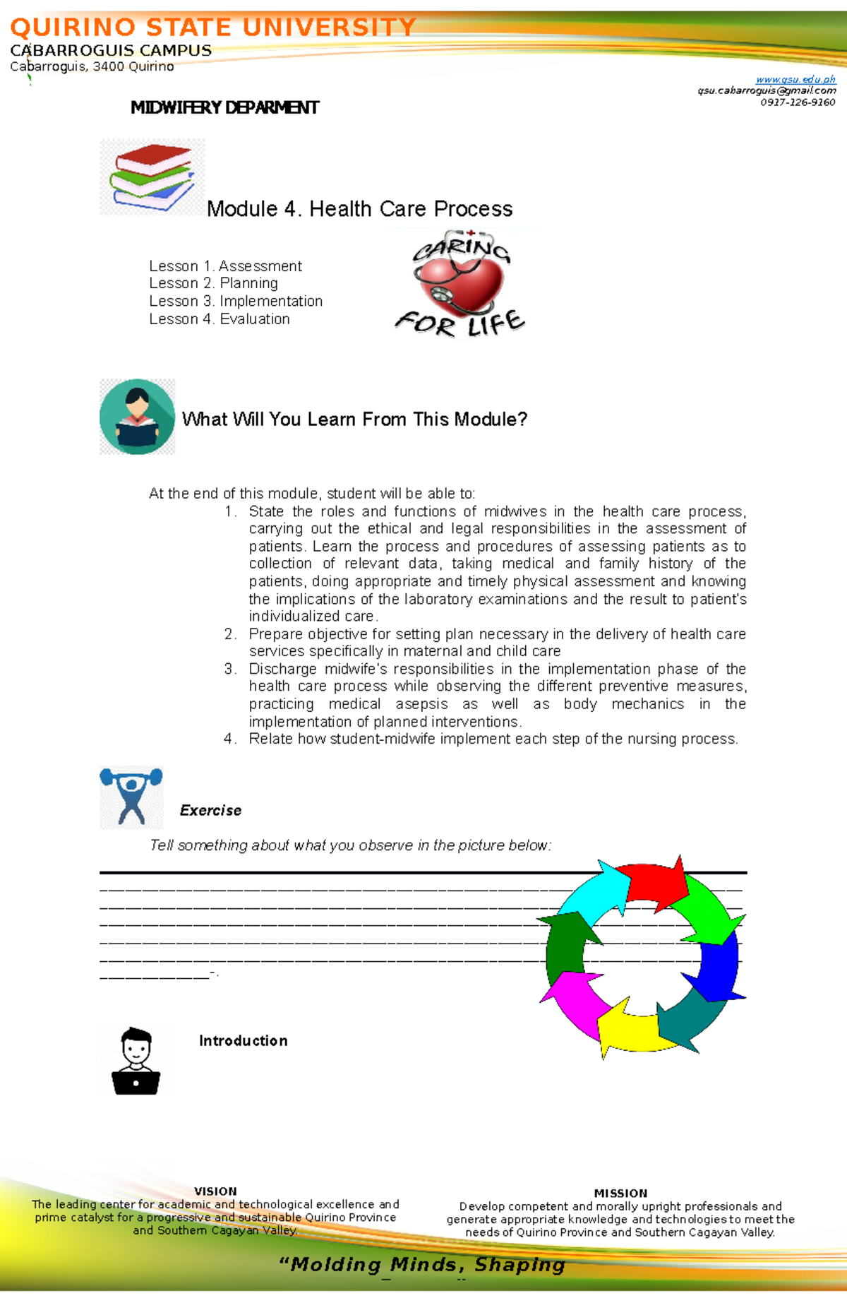 Module-4 - nursing care process - Module 4. Health Care Process Lesson ...
