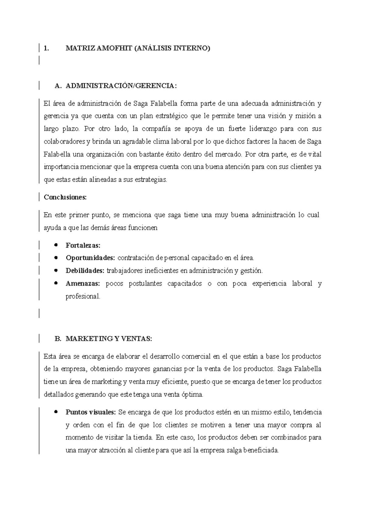Matriz Amofhit - tarea académica - 1. MATRIZ AMOFHIT (ANÁLISIS INTERNO ...