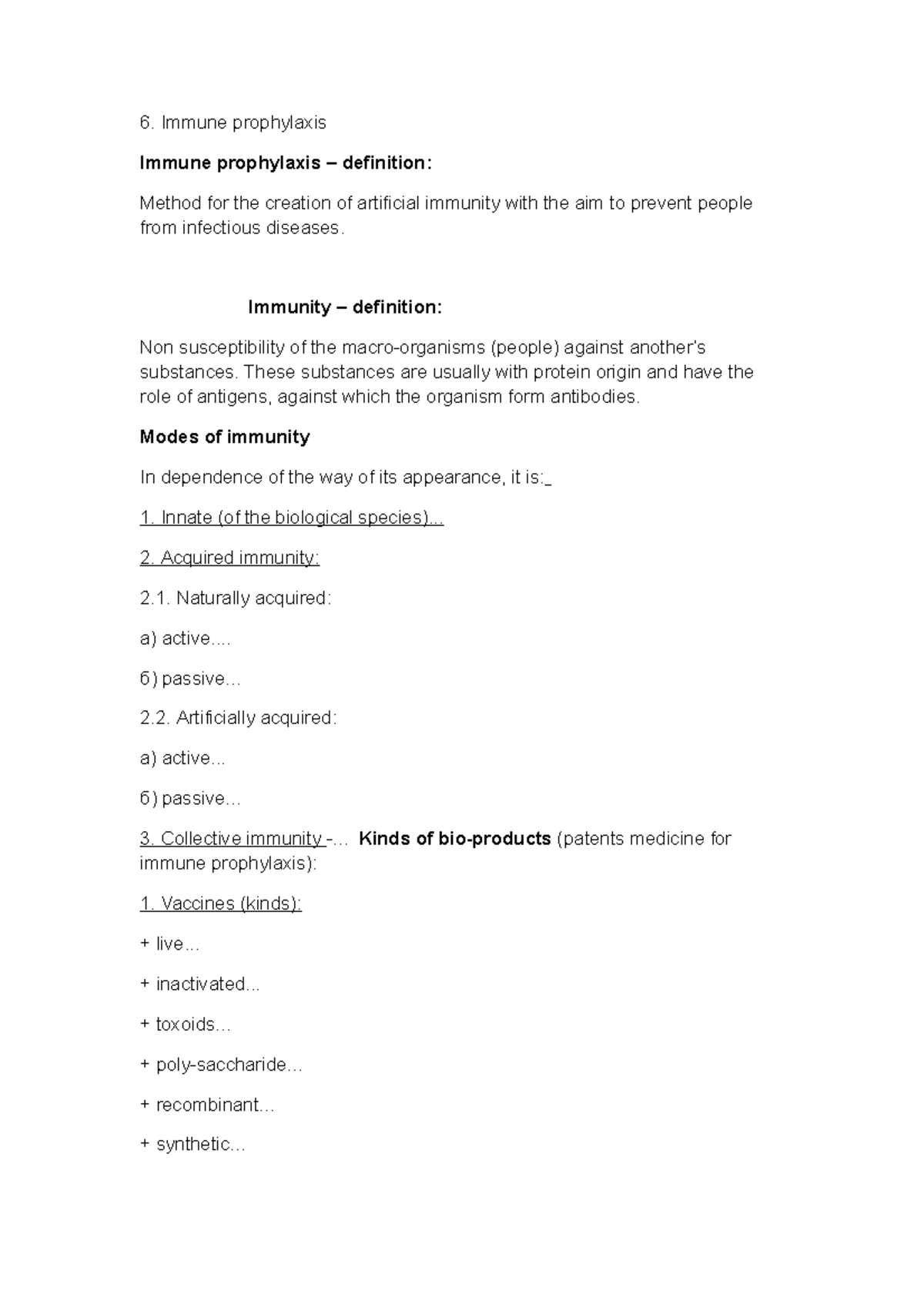 Epidemiology- Social medicine - 6. Immune prophylaxis Immune ...