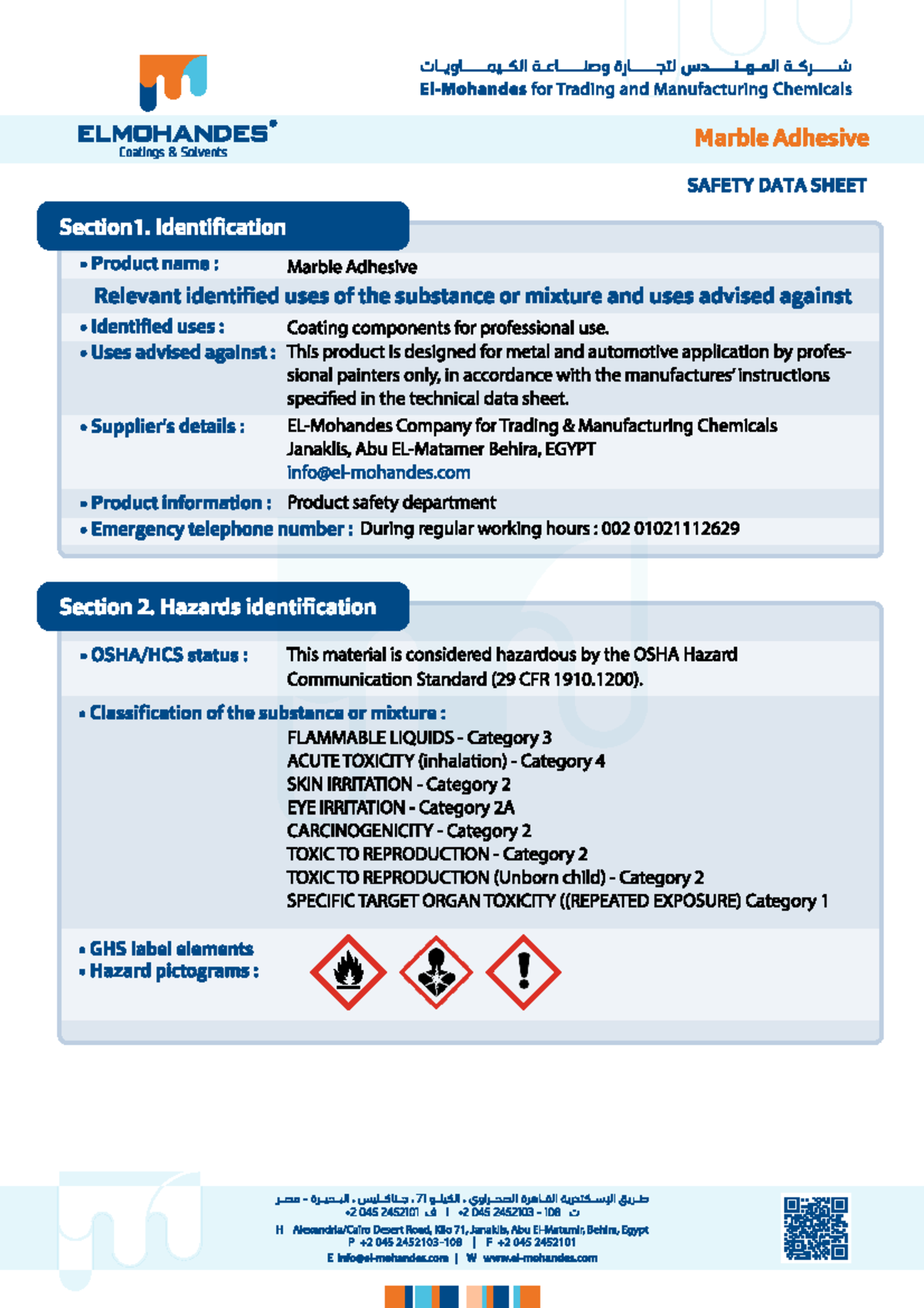 Marble-Adhesive-MSDS - all ä w m for Trading and Manufacturing ...