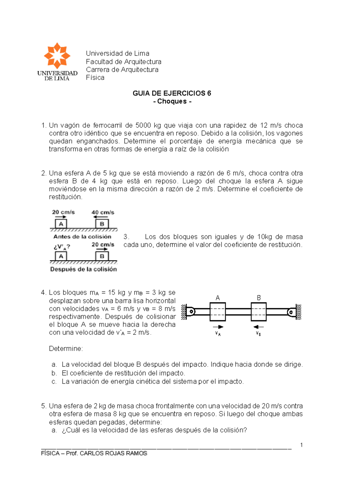 G6 Guía de ejercicios 6 - Colisiones - - Studocu