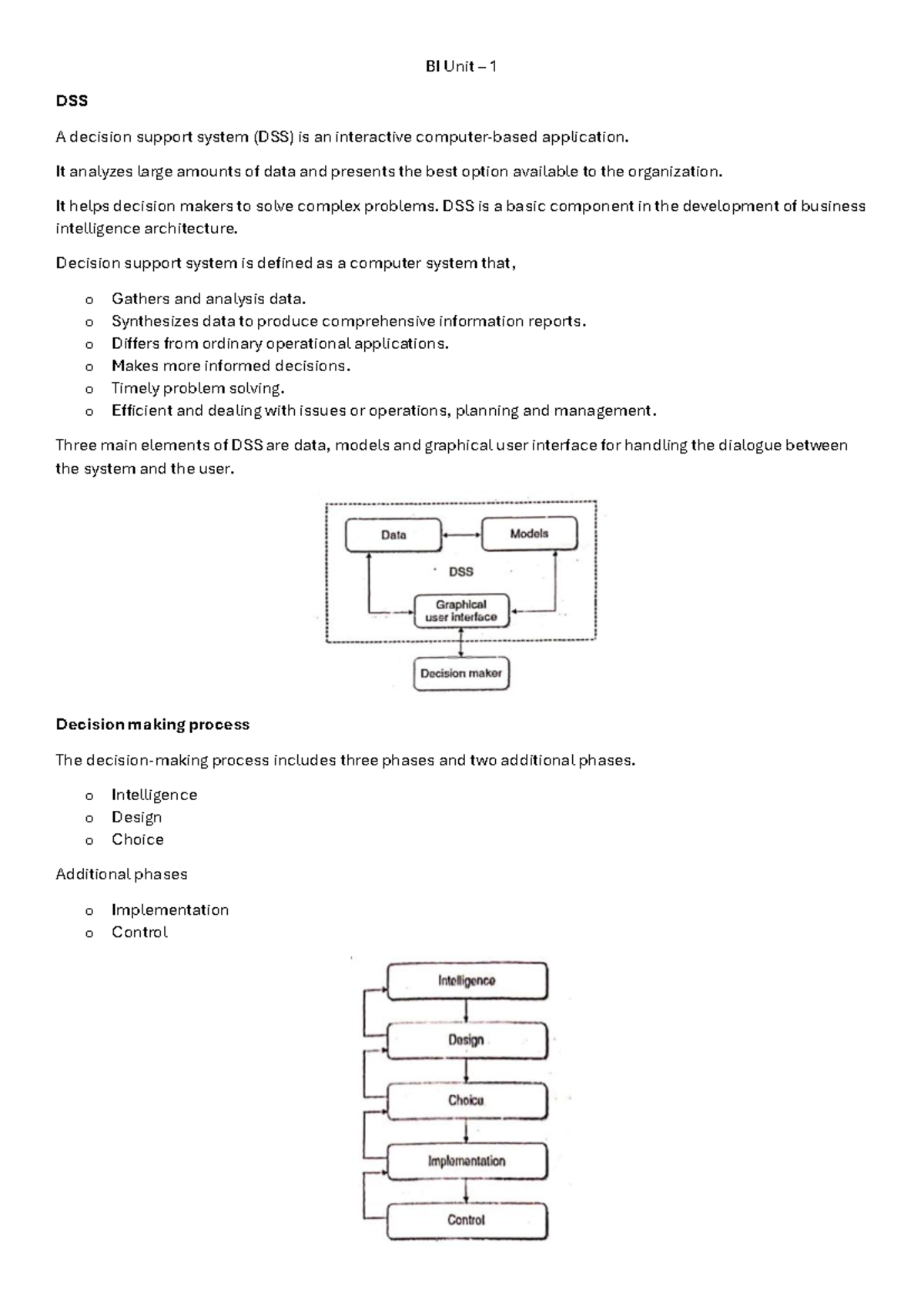 BI Bro Notes Full - Be computer engineering documents - BI Unit – 1 DSS ...