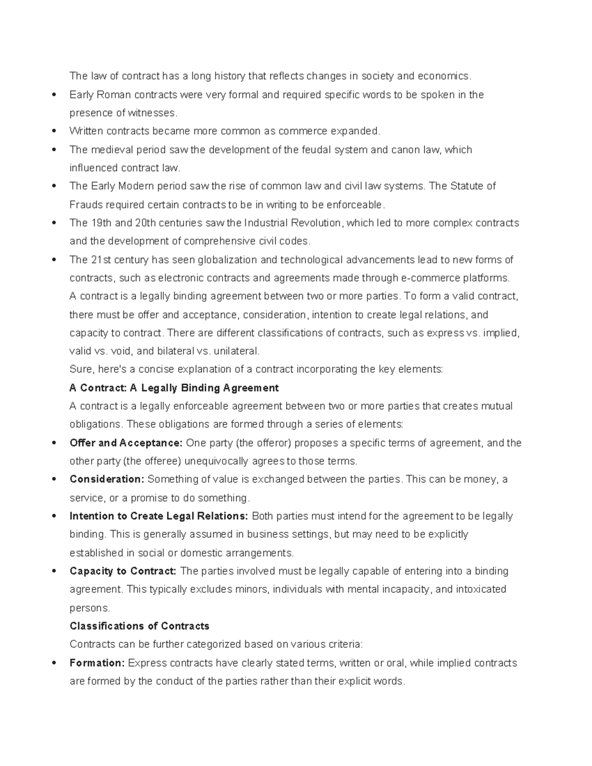 contract law 1 summary on all topics thoroughly discussed and ...