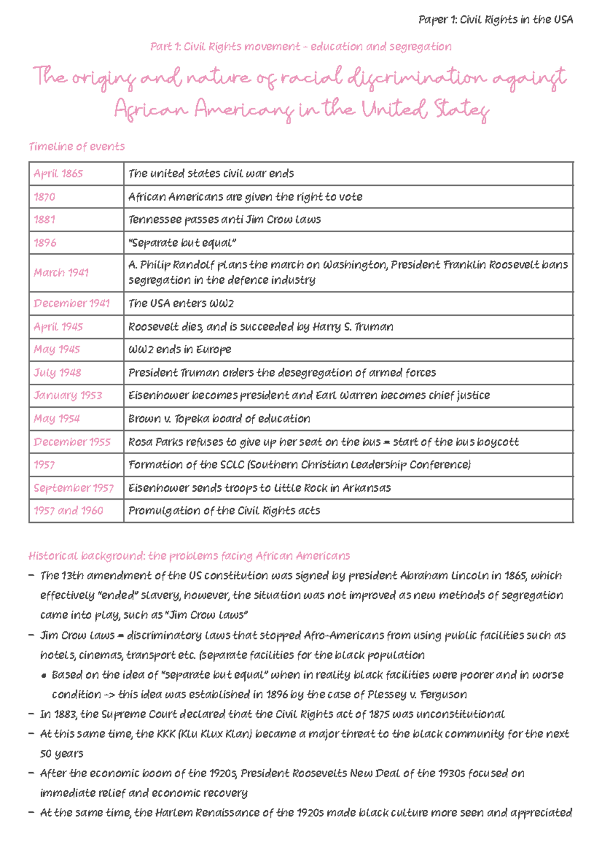 Civil rights movement full PDF - Part 1: Civil Rights movement ...