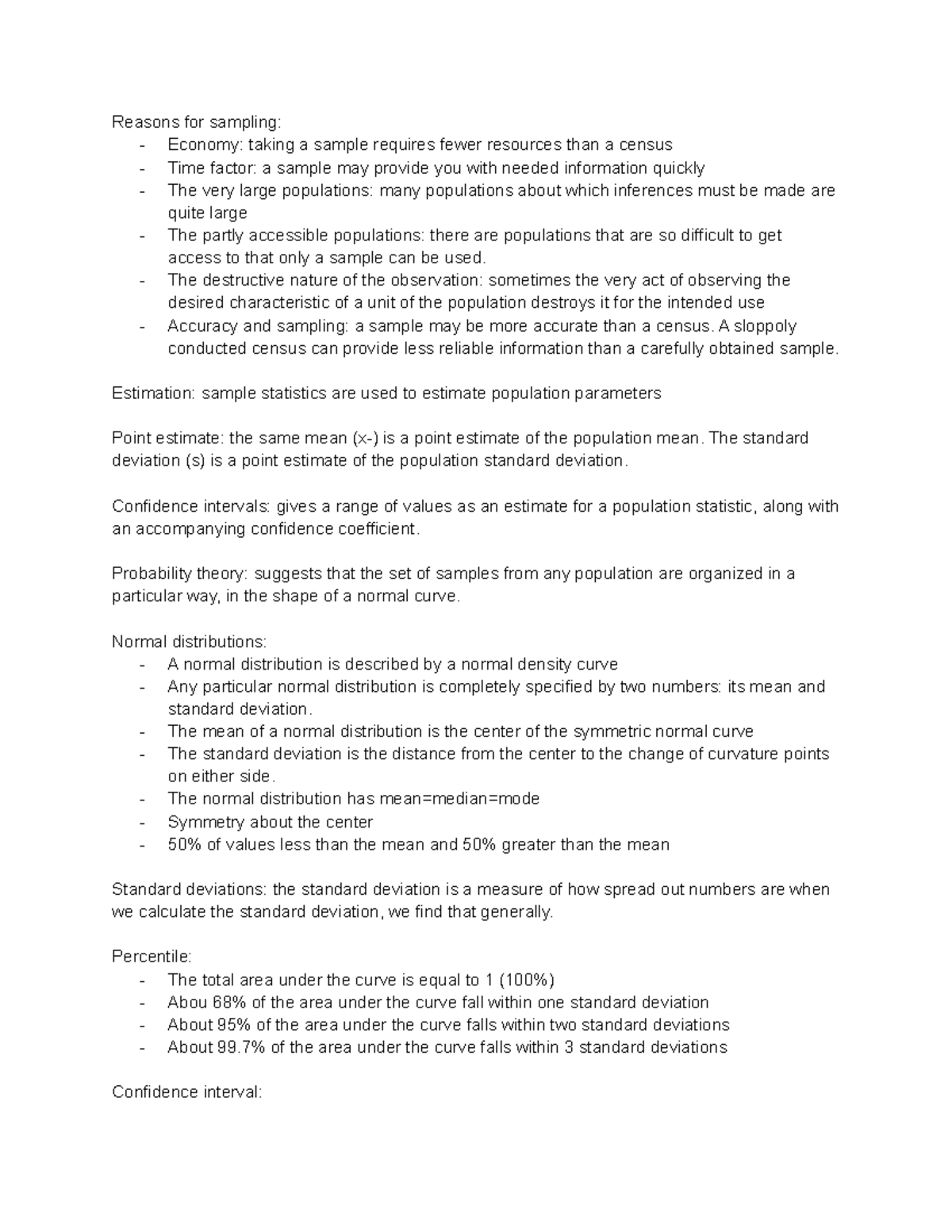 SOCL 304 chapter 7 notes - Reasons for sampling: - Economy: taking a ...