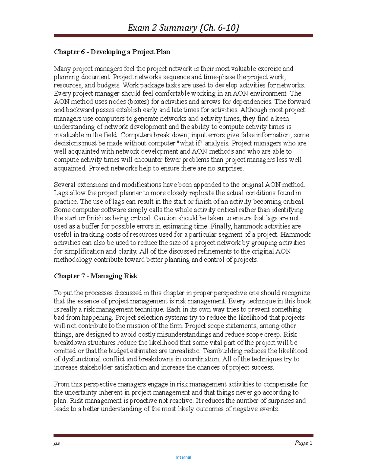 Chapters 6-10 - Summarized Lecture Notes - Gregory Stutz - Chapter 6 ...