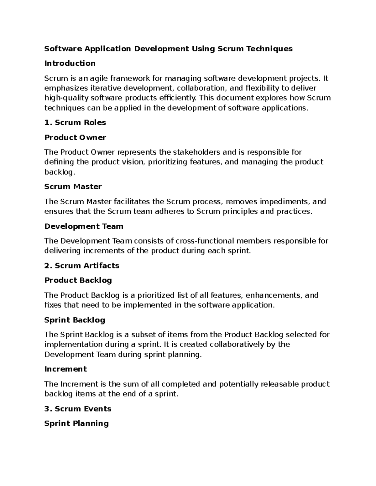 Software Application Development Using Scrum Techniques Software Application Development Using
