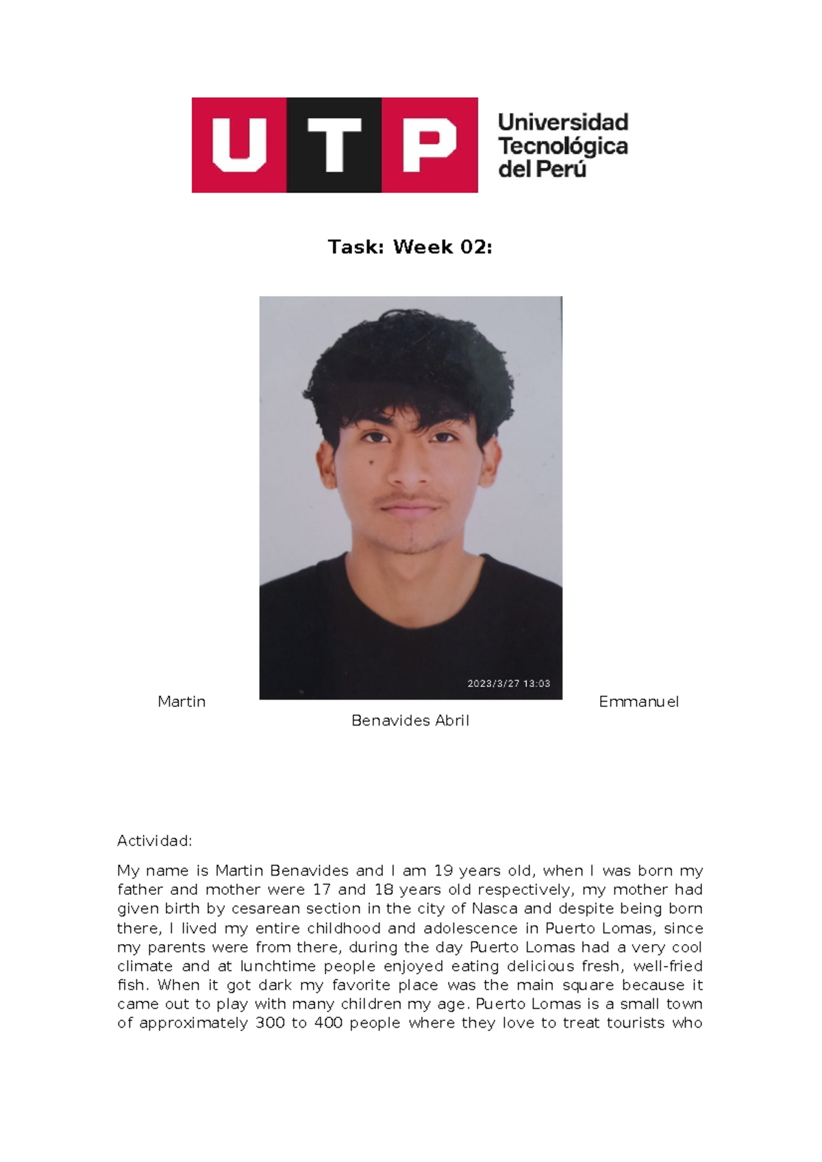Week 2 - Task: Week 02: Martin Emmanuel Benavides Abril Actividad: My ...