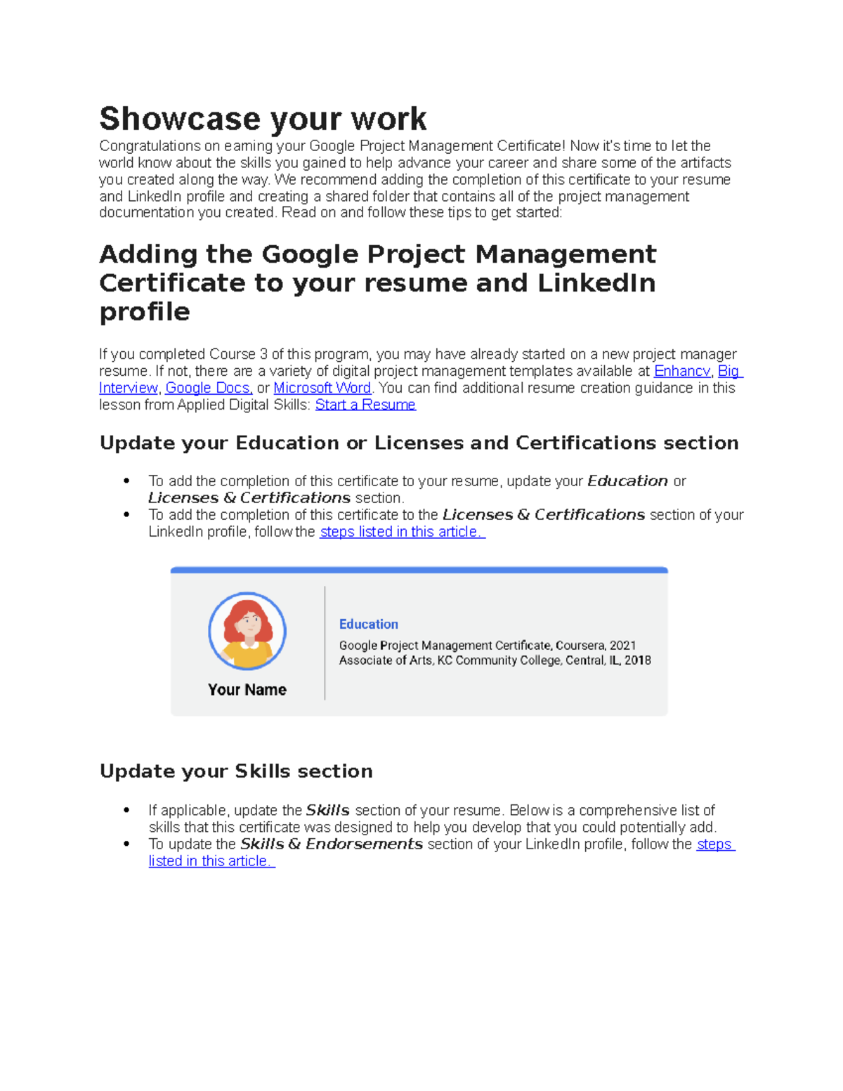 Showcase your work - Tutorial for student - Showcase your work ...