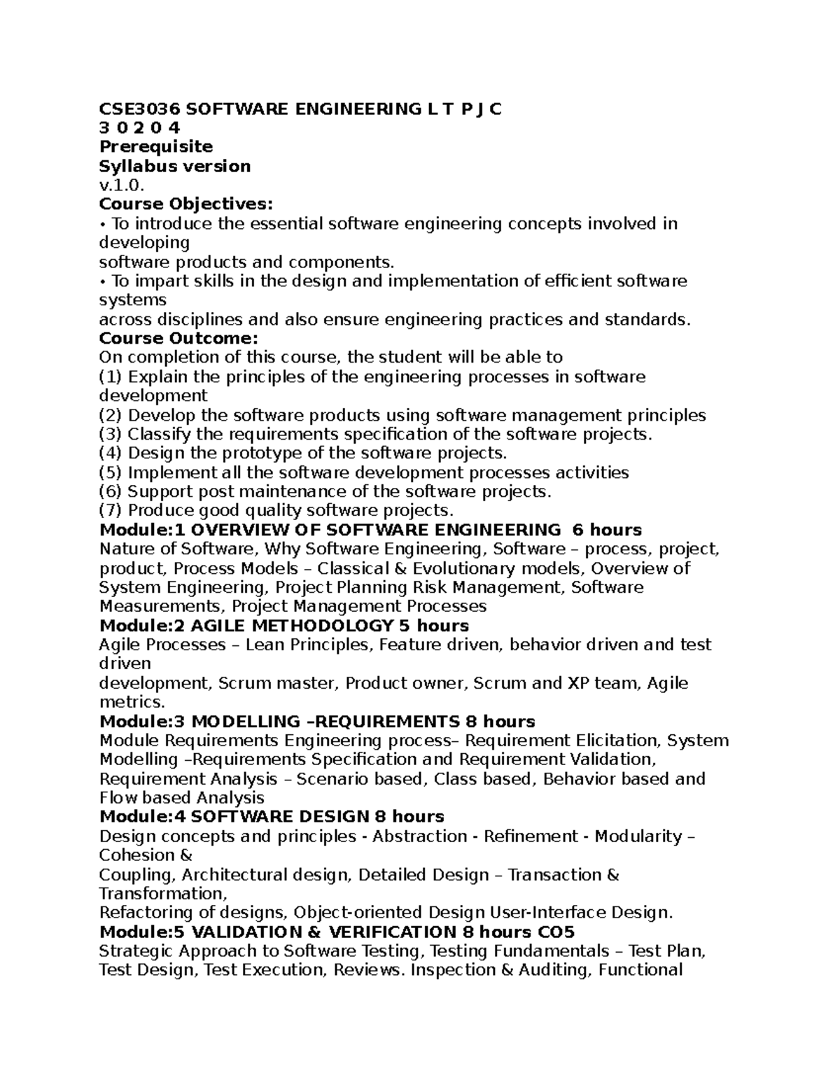 CSE3036 Software Engineering L T P J C - CSE3036 SOFTWARE ENGINEERING L ...