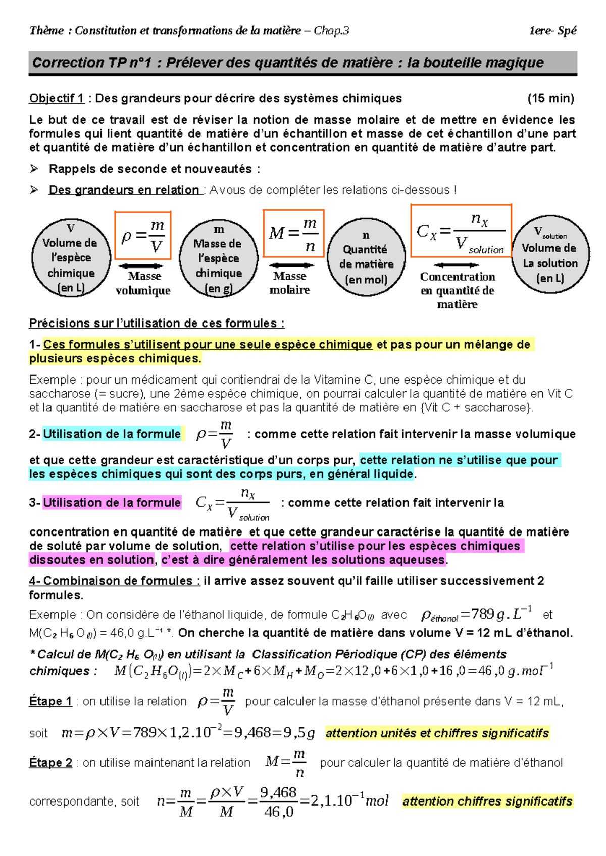 Correction-TP1-Bouteille-Magique - Thème : Constitution et transformations de la matière – Chap ...