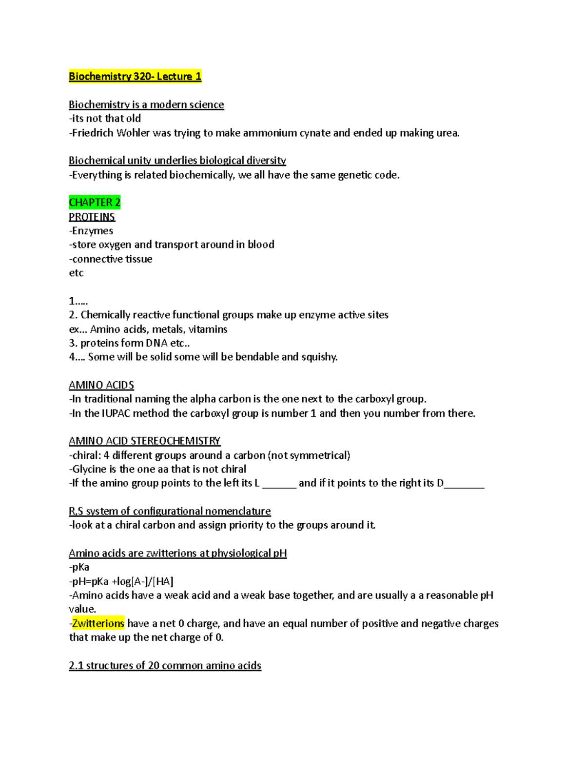 Biochemistry Lecture - Biochemistry 320- Lecture 1 Biochemistry is a ...