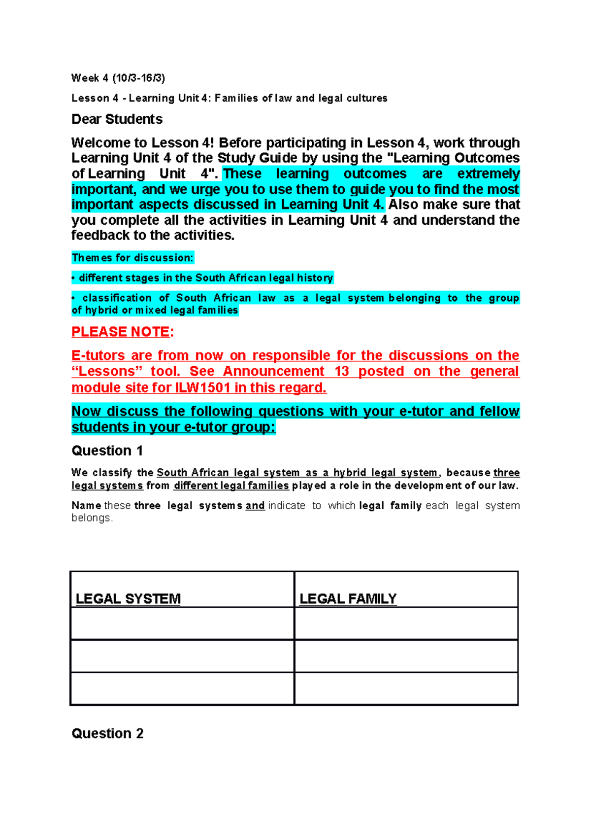 Lesson 4 - Week 4 (10/3-16/3) Lesson 4 - Learning Unit 4: Families of ...