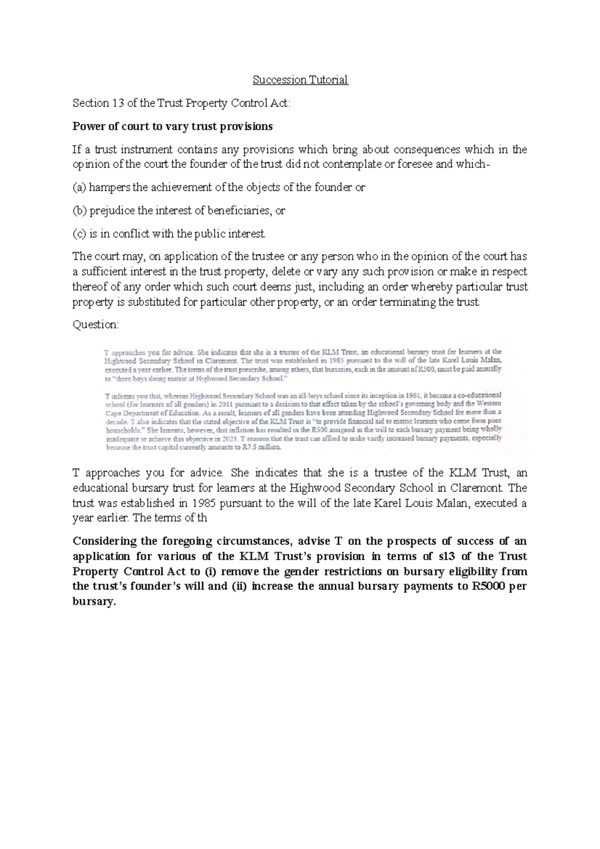 Succession Tutorial - Succession Tutorial Section 13 of the Trust ...