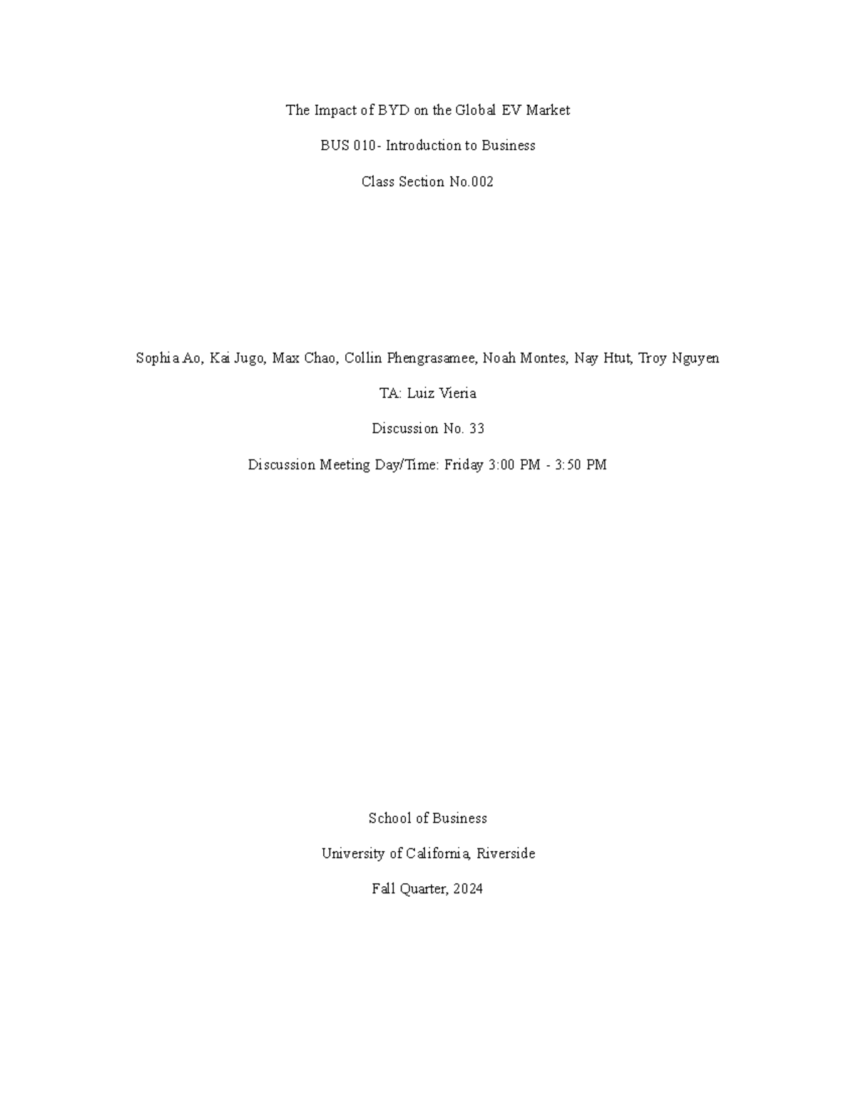 E-portfolio - E-portfolio - The Impact of BYD on the Global EV Market ...