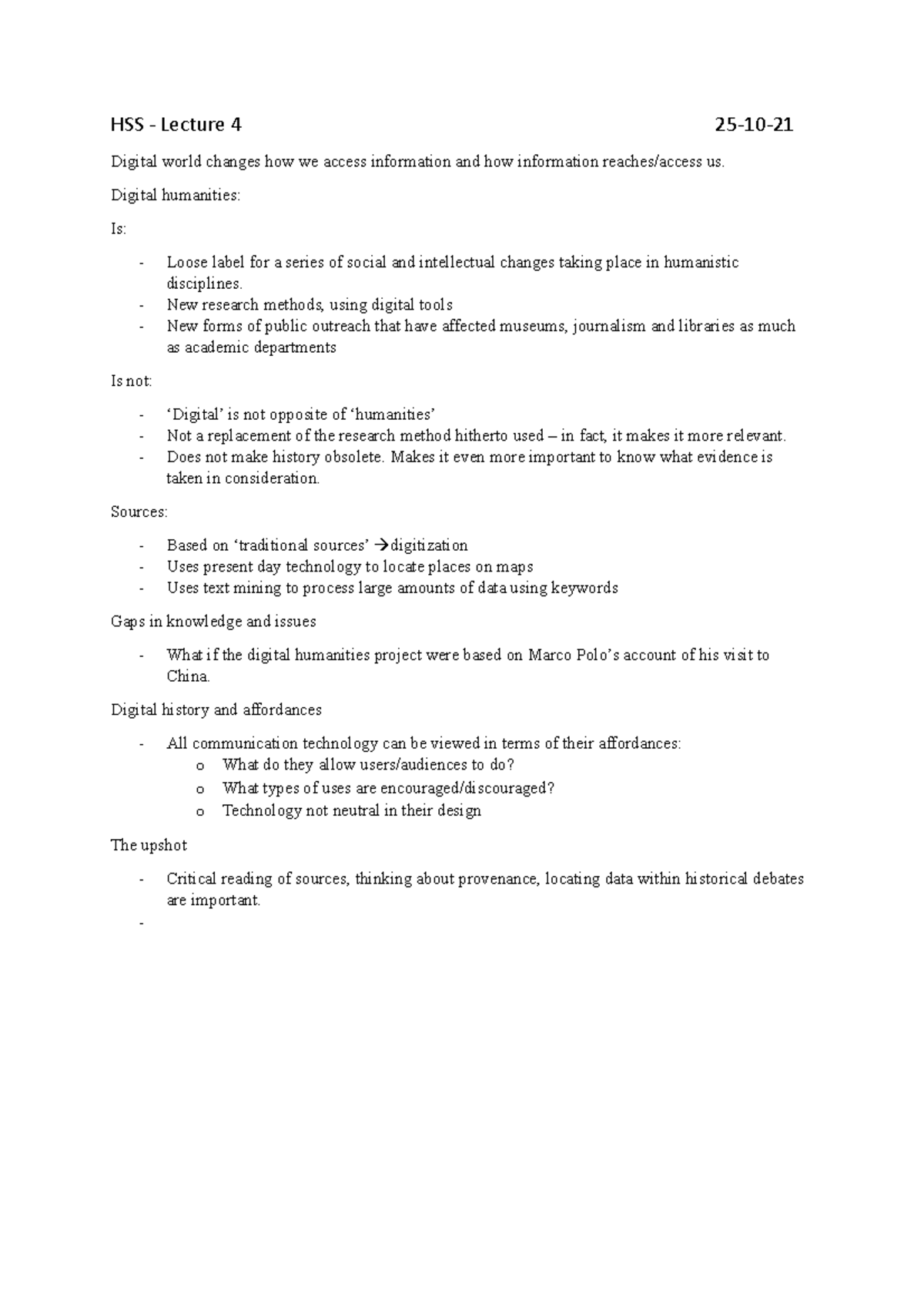 Heuristic Skills and Sources - Lecture 4 - 25-10-21 - HSS - Lecture 4 25-10- Digital world ...