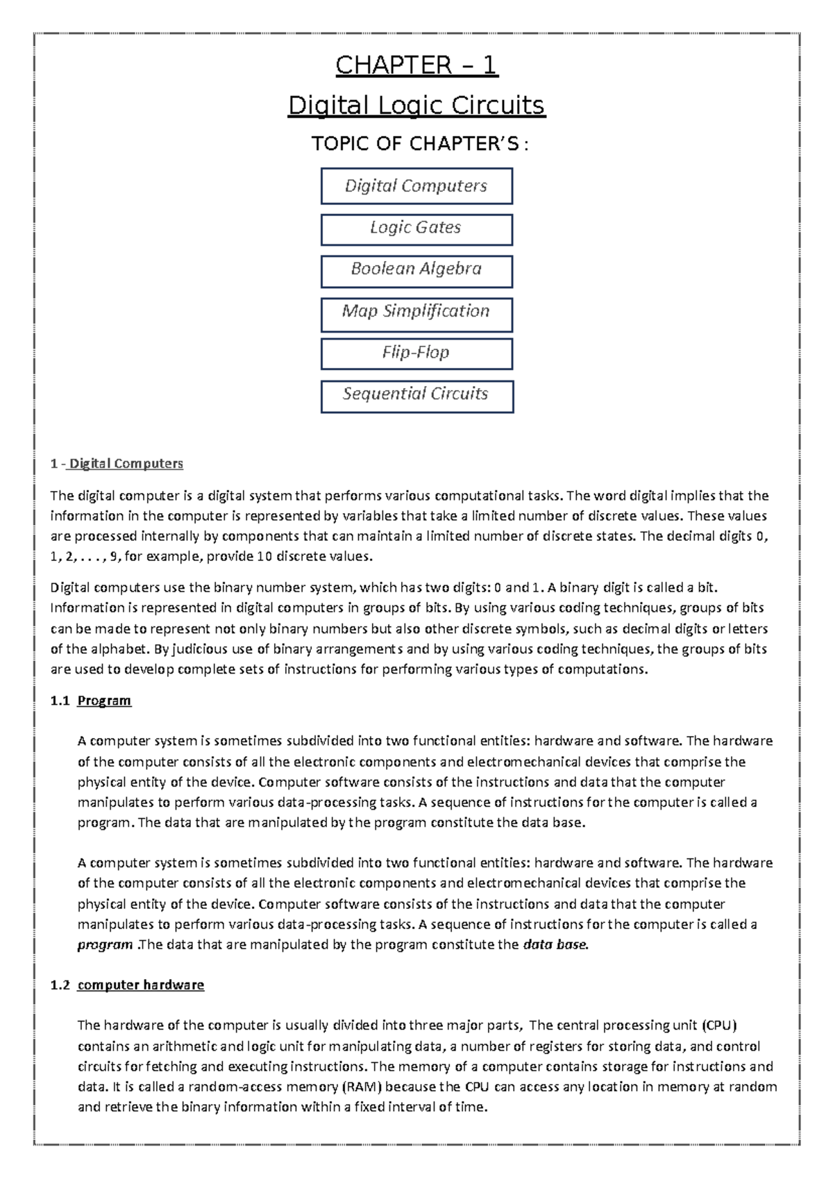 Digital logic notes abhishek singh (43) BCA-III - CHAPTER – 1 Digital ...