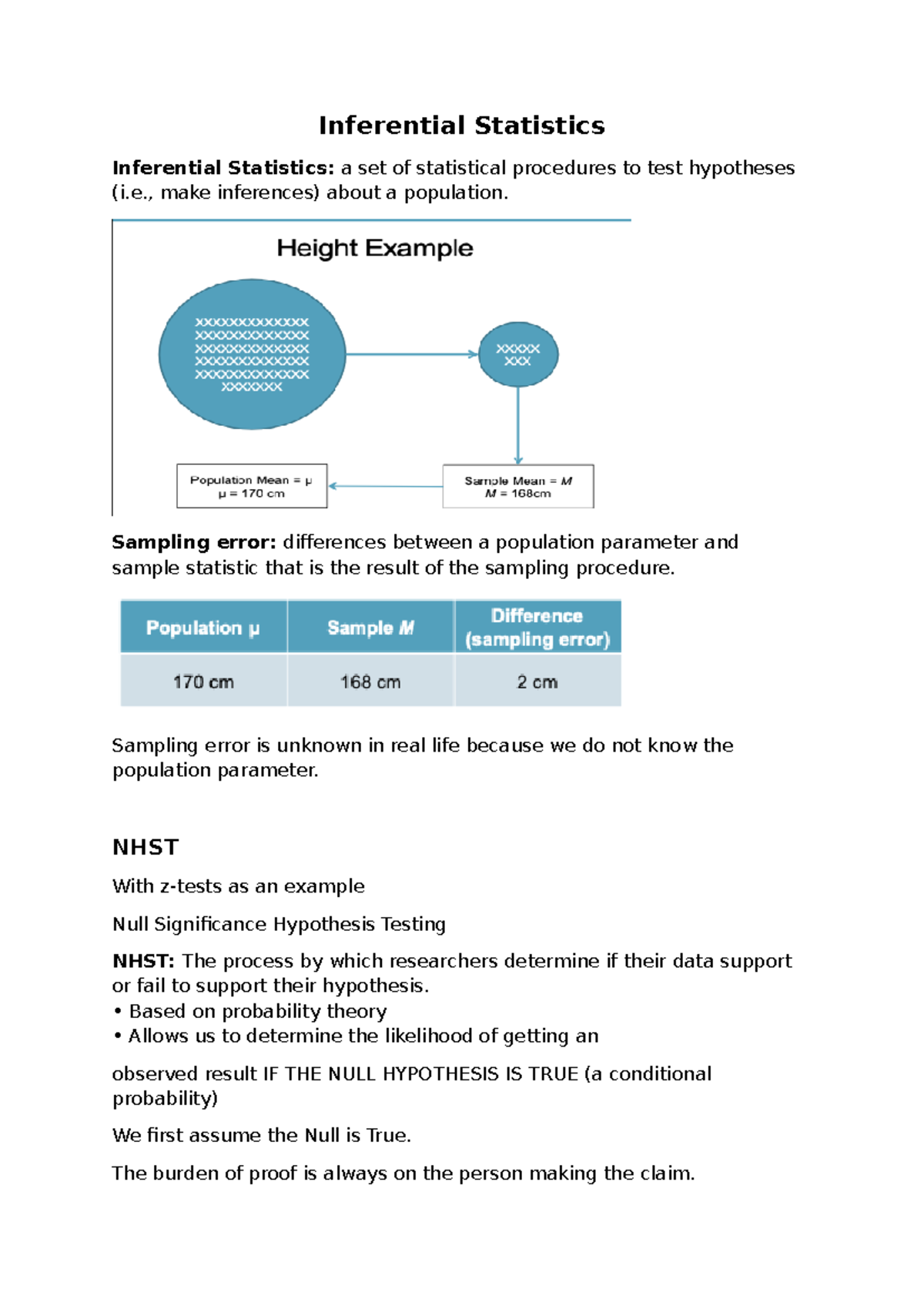 Inferential Statistics NHST - Inferential Statistics Inferential ...