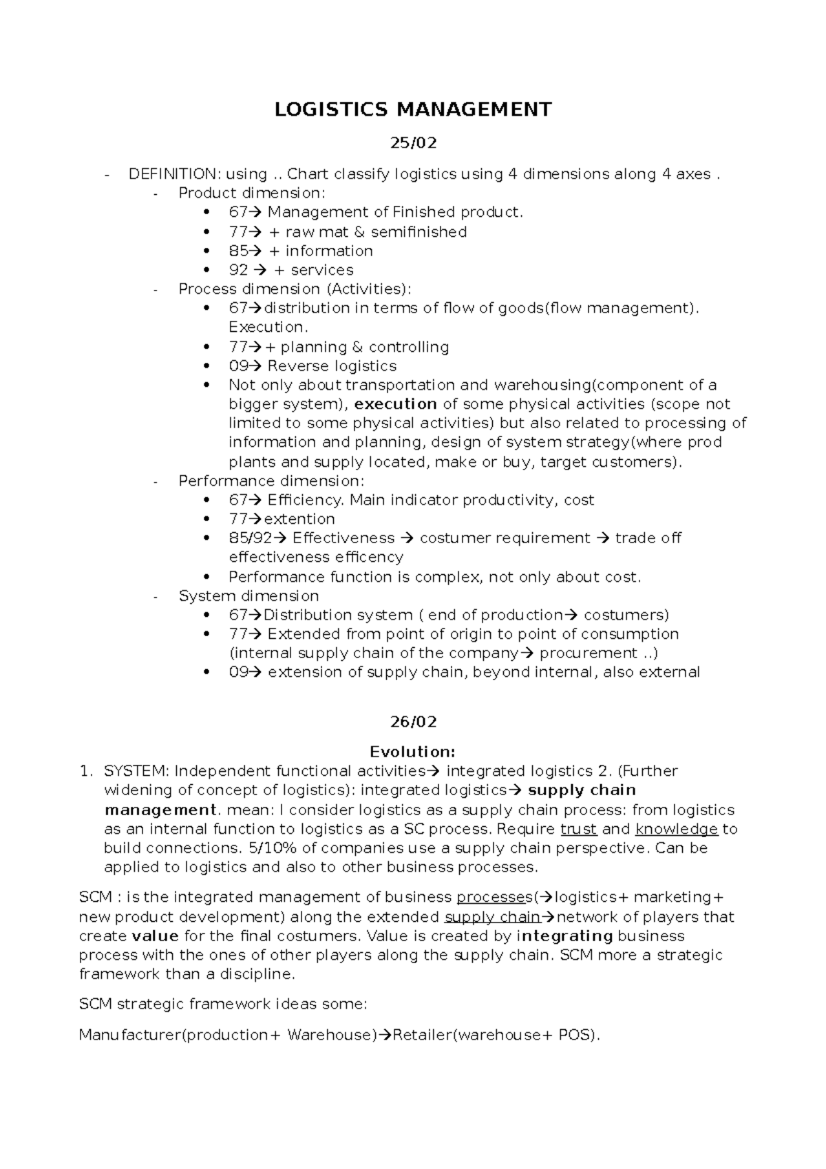 Logistics - LOGISTICS MANAGEMENT 25/02 - DEFINITION: using .. Chart ...