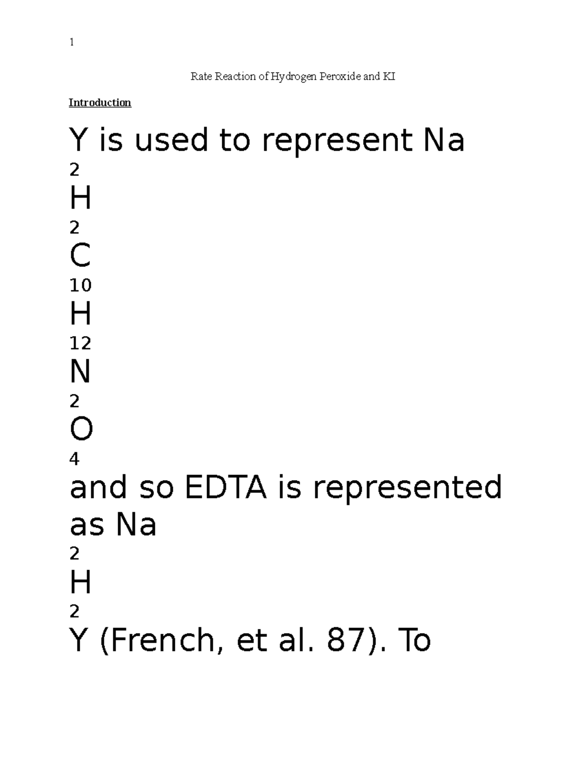 Hydrogen Peroxide and KI - Rate Reaction of Hydrogen Peroxide and KI ...