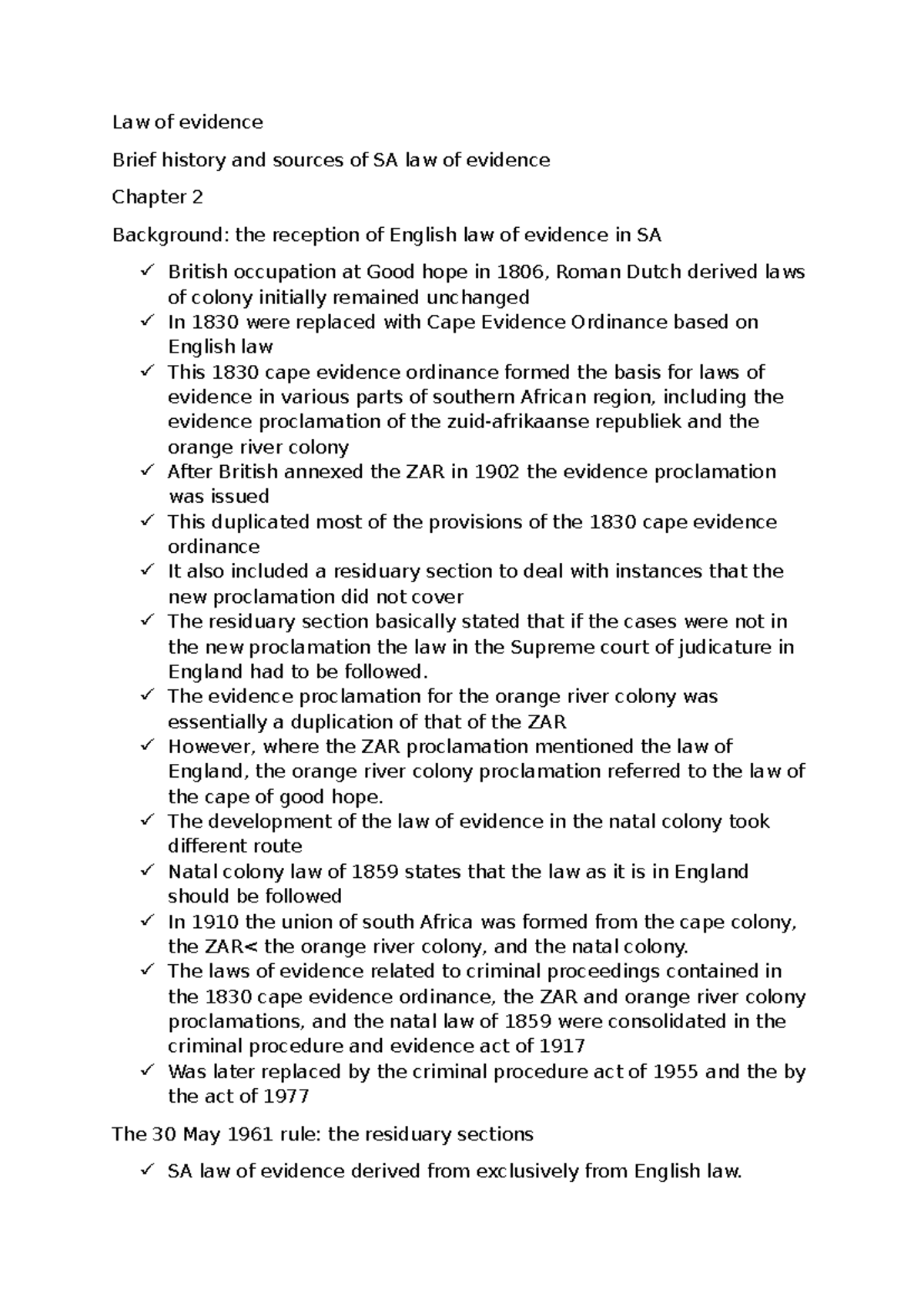 IURI 371 chap 2 - Summary Law of Evidence - Law of evidence Brief ...